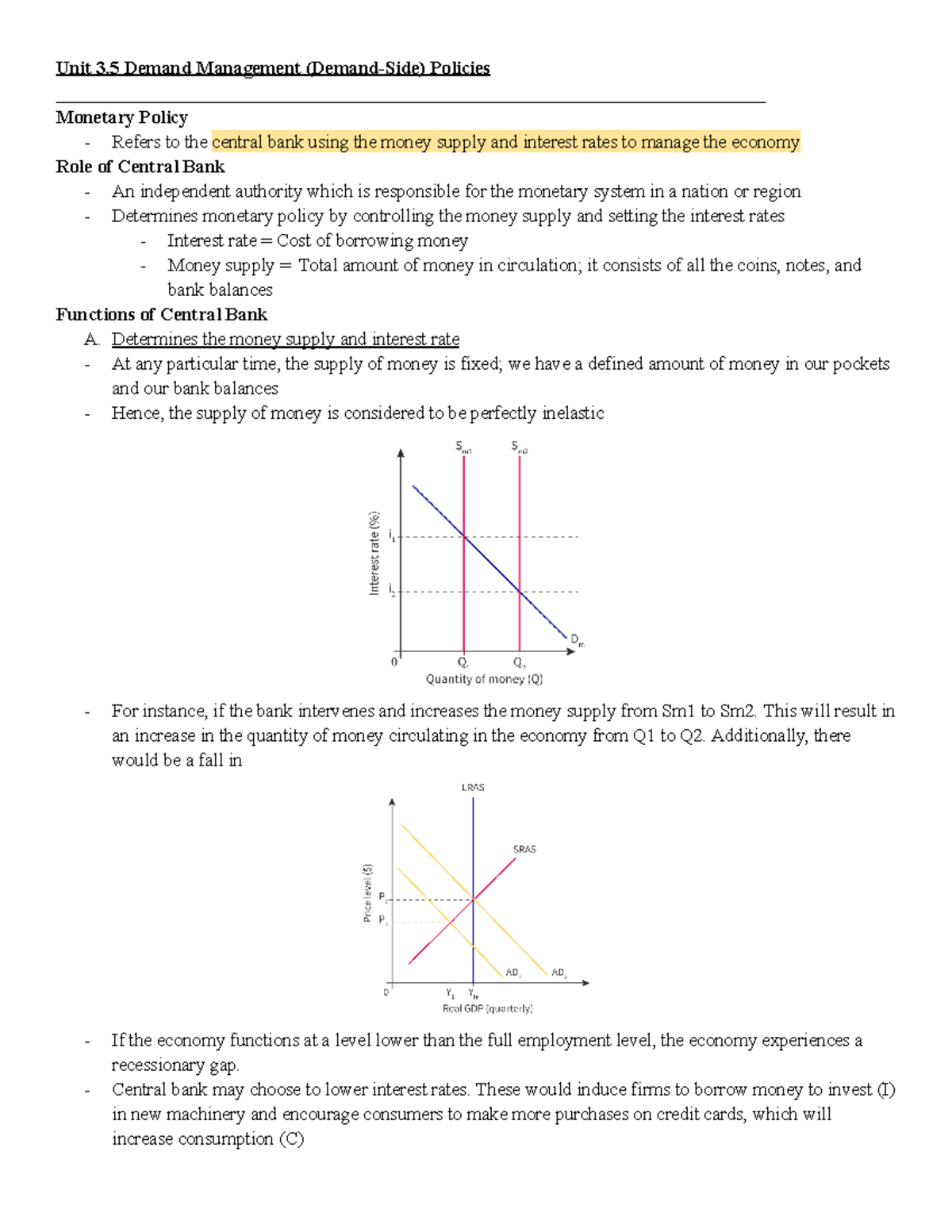 Economics 3.5 and 3.6 Demand Side Policies - Unit 3 Demand Management ...