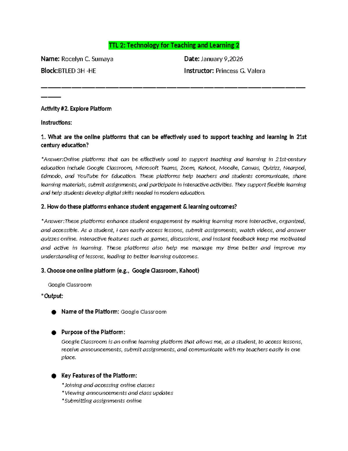 TTL 2: Exploring Online Platforms for 21st Century Learning - Studocu