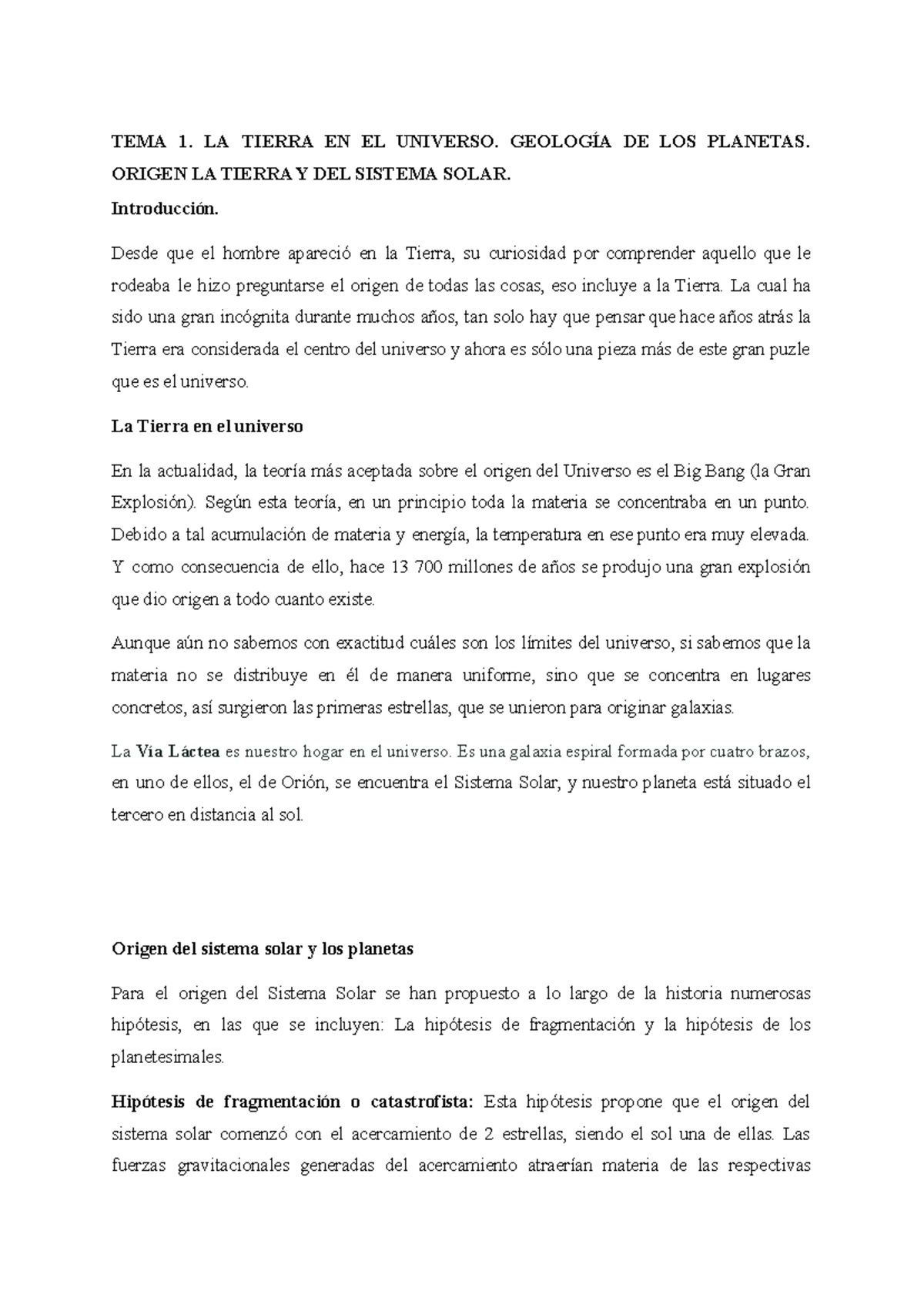 Tema 1 - Tema 1: La Tierra en el universo - TEMA 1. LA TIERRA EN EL ...