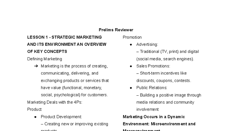 IBM Marketing Concepts Prelims Reviewer: Lessons 1-4 Overview - Studocu
