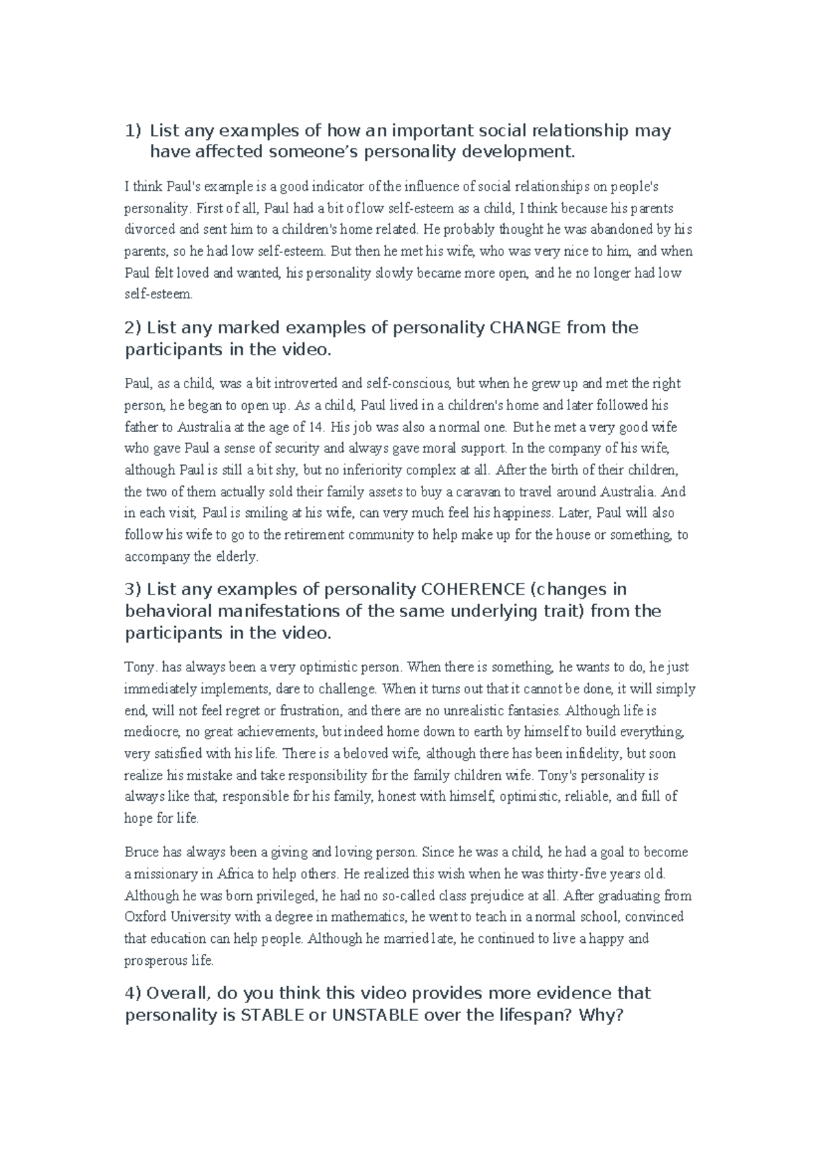 49 UP Reflection: Impact of Social Relationships on Personality ...