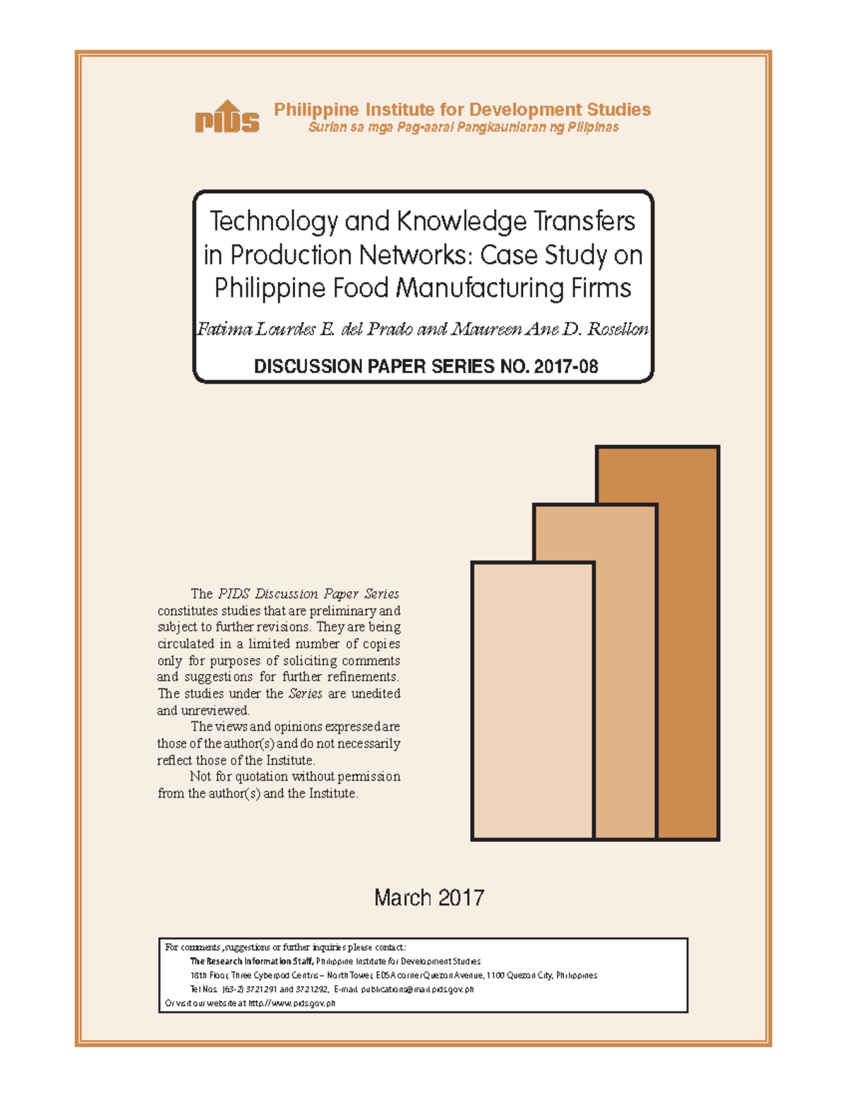 PIDS DPS 1708: Tech & Knowledge Transfers in PH Food Manufacturing ...
