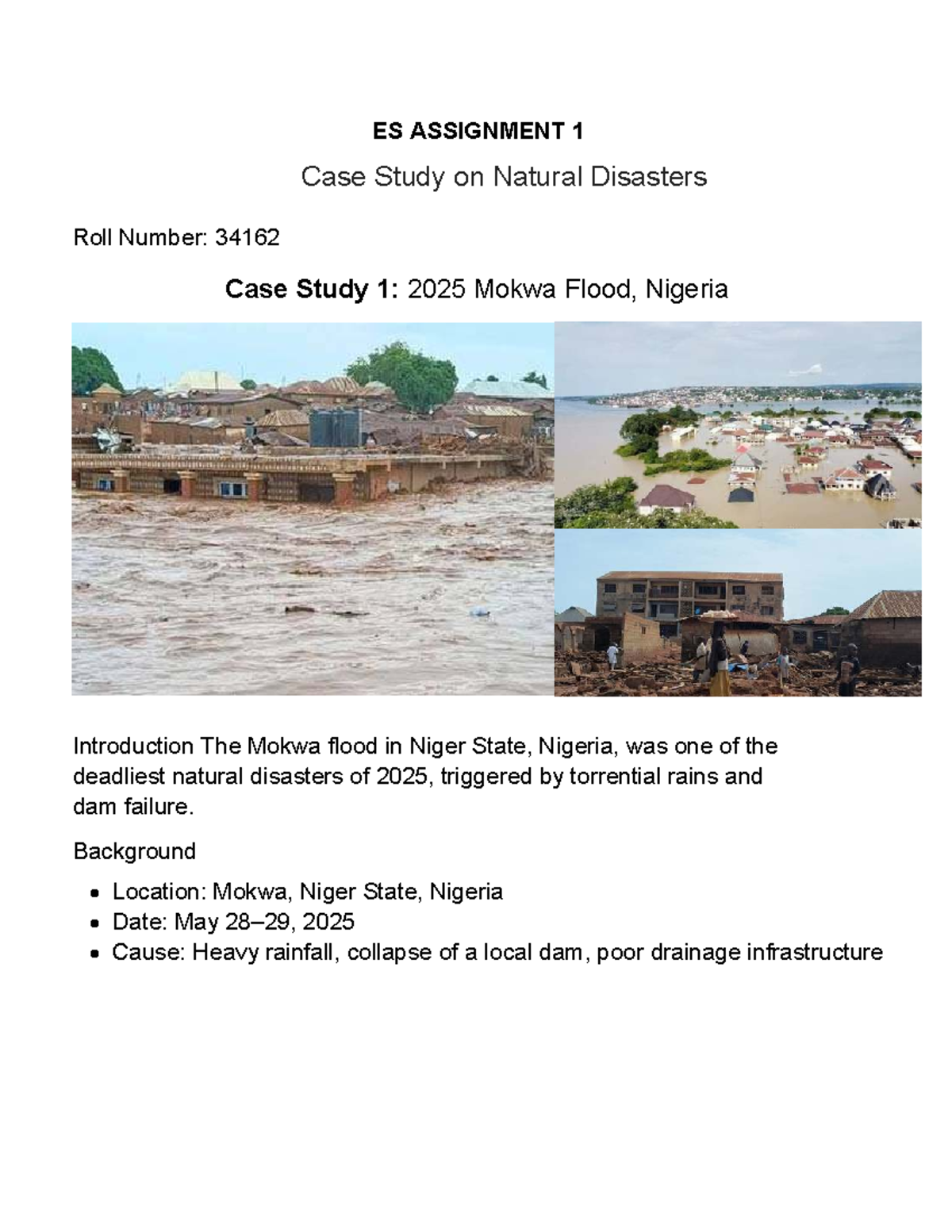 34162 ES Assignment 1 - Case Study on Natural Disasters - Studocu