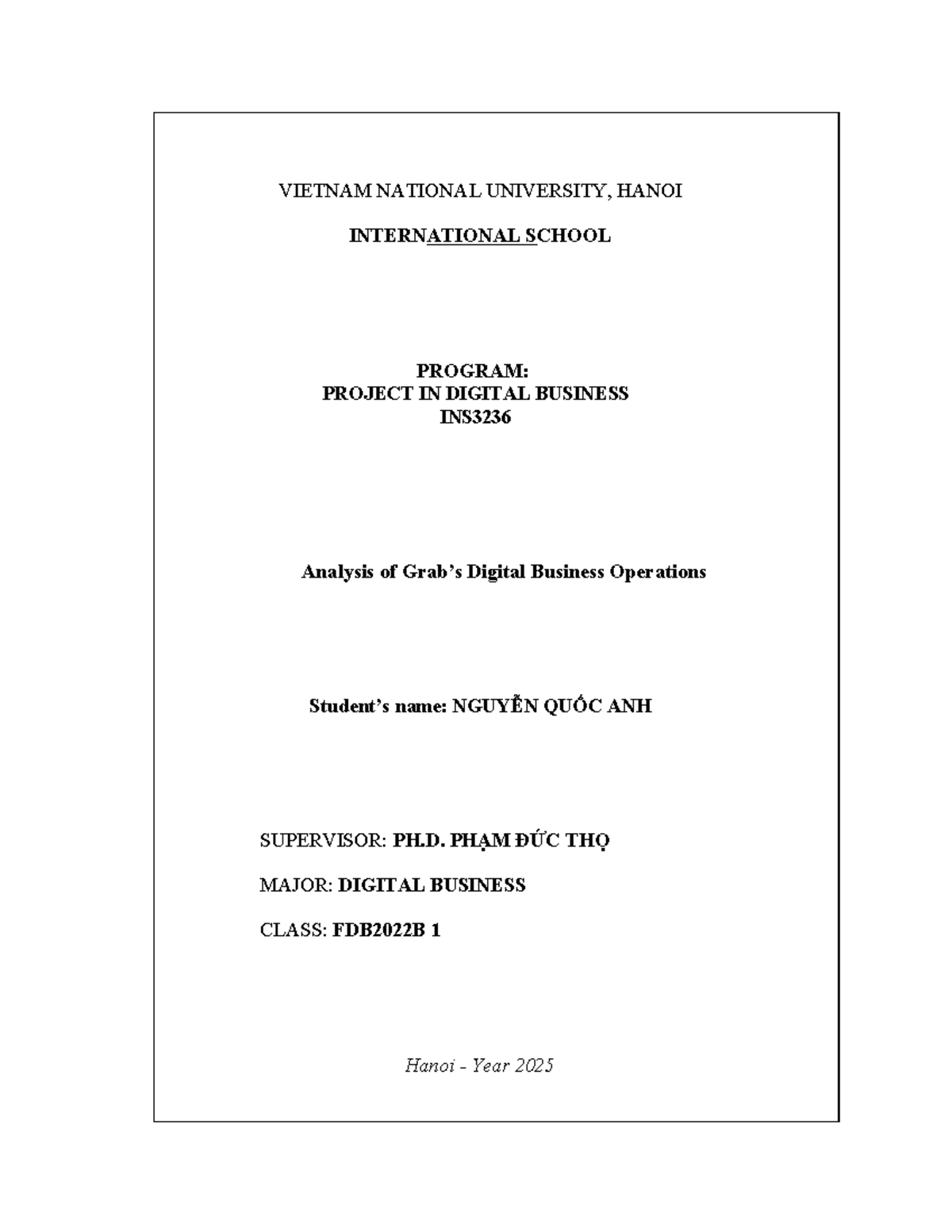 Final Project Report on Digital Business Operations - INS3236 - Studocu