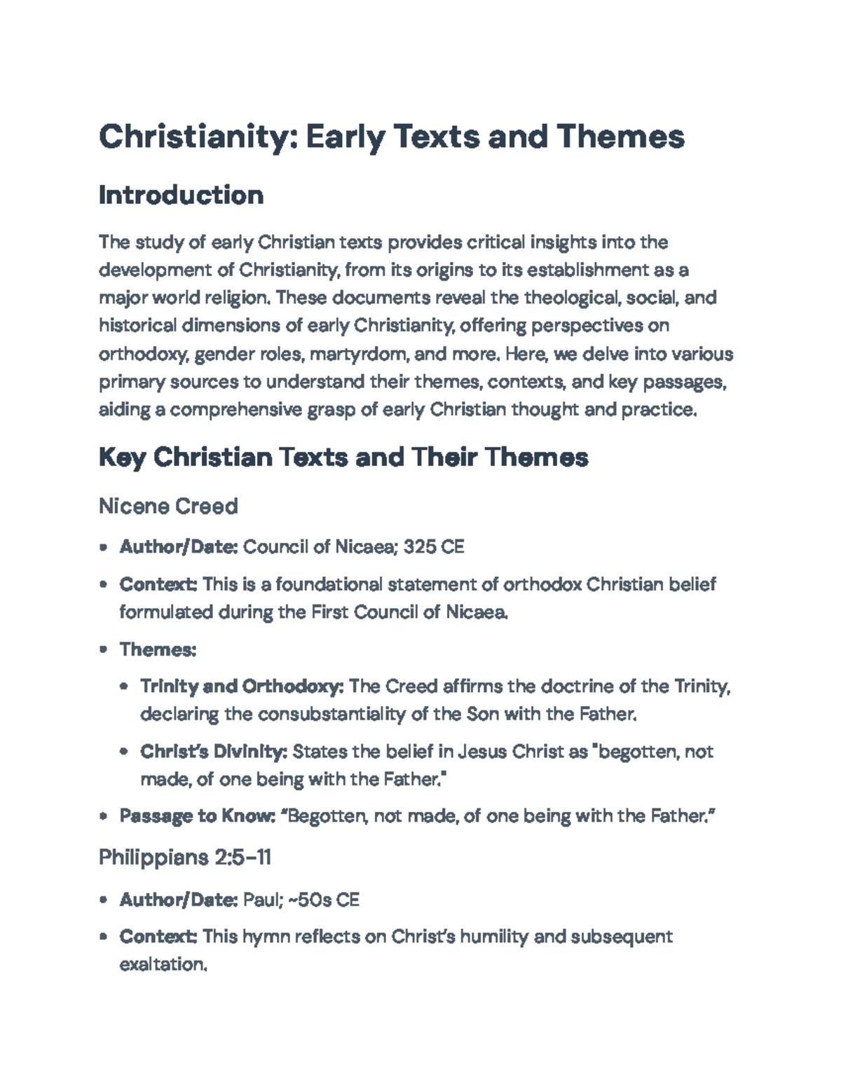 Early Christian Texts and Themes: Insights into Christianity ...