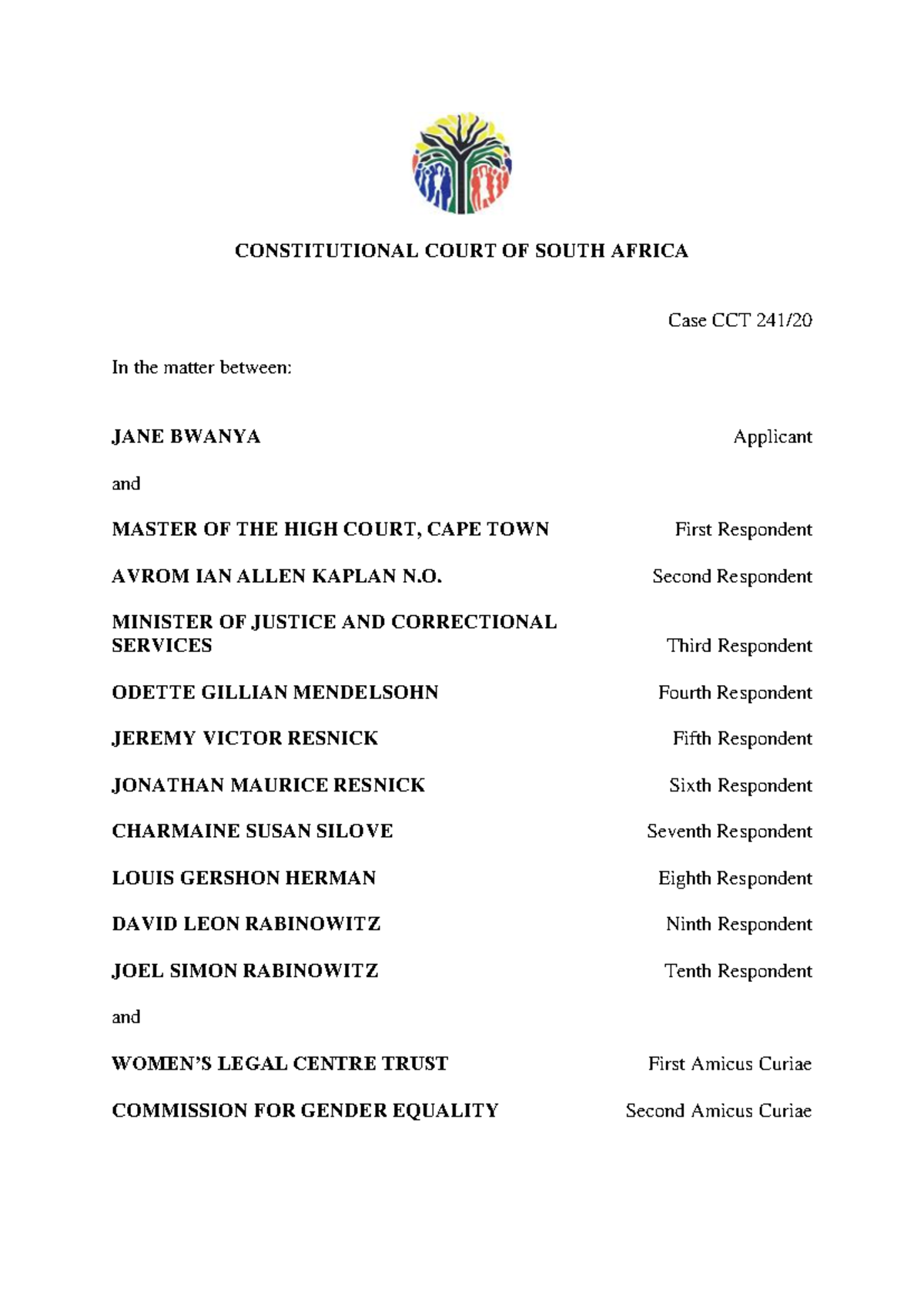 Bwanya v Master of the High Court: Case Law Summary and Analysis - Studocu