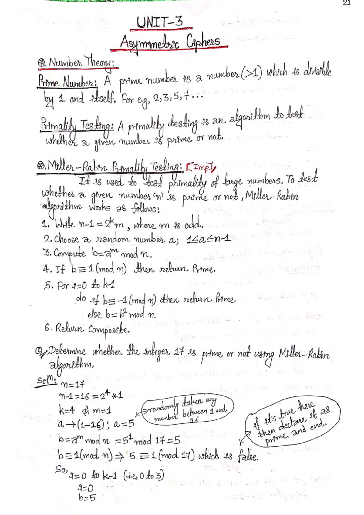 Crypto-unit-3 - This is lecture note - Asymmetric Ciphers Prime Number ...