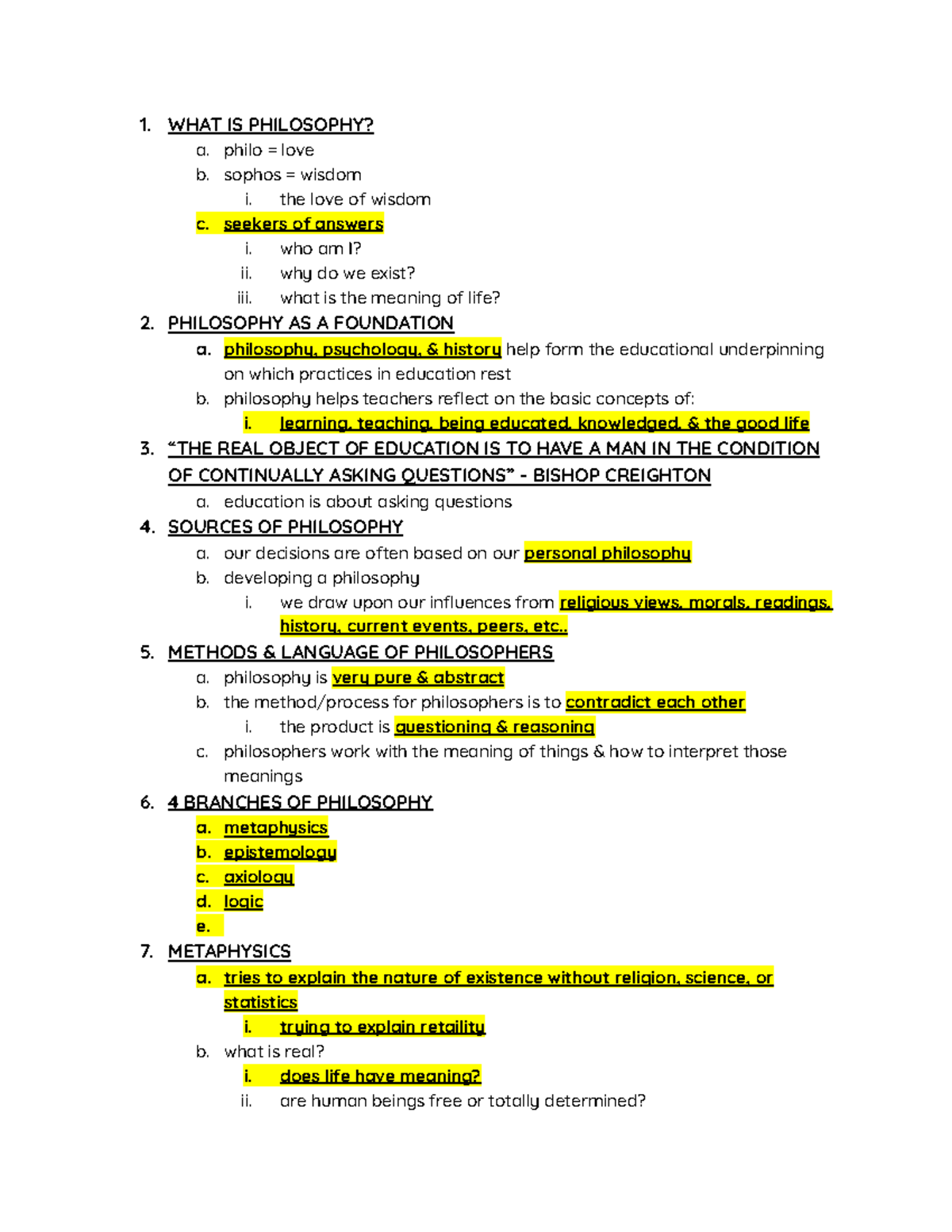 Part 1 Educational Philosophies - 1. WHAT IS PHILOSOPHY? a. philo ...