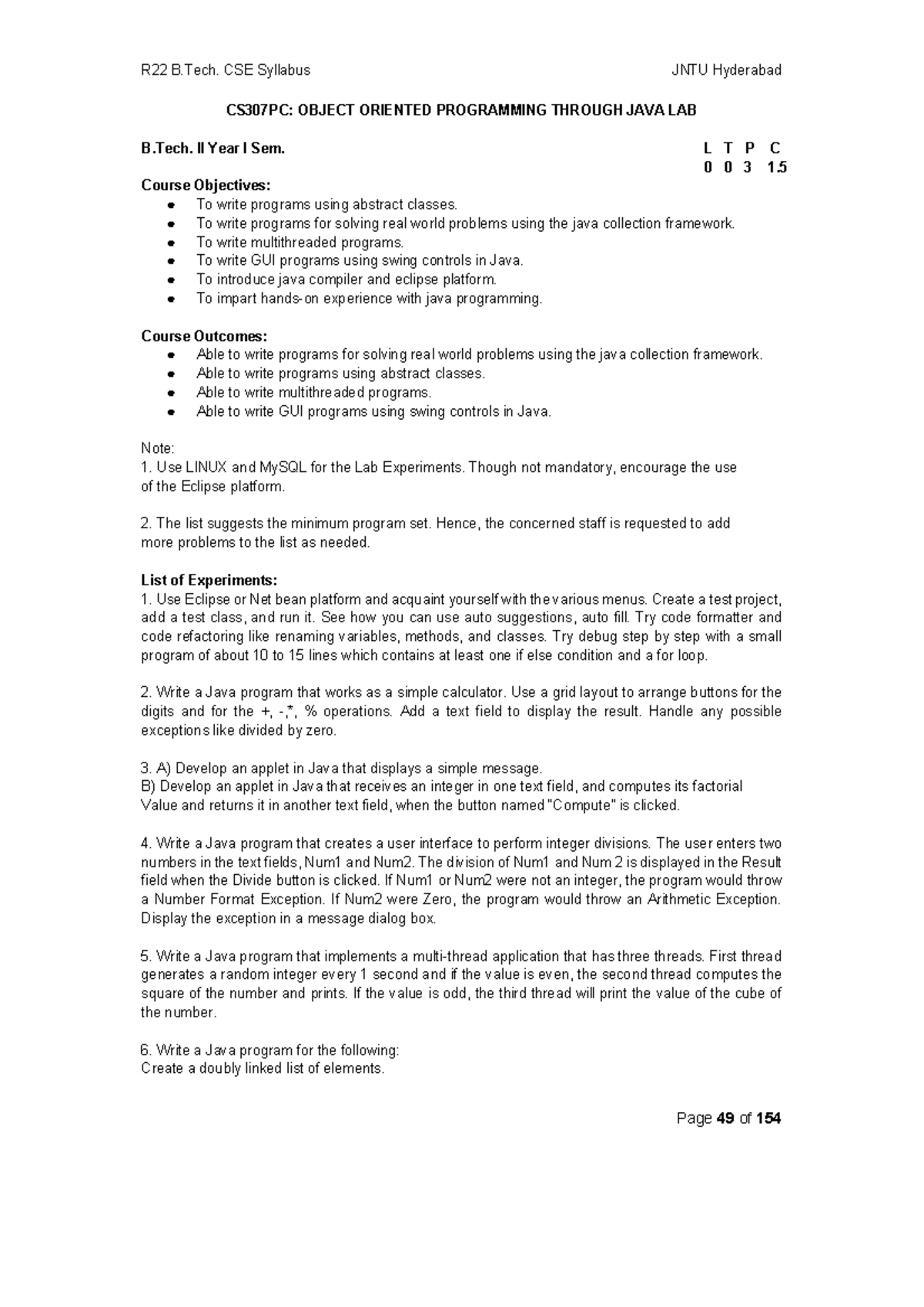 R22 B.Tech. CSE 2-2 Syllabus Overview and Course Details - Studocu