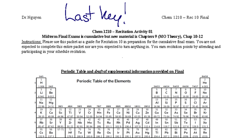 Chem 1210 Rec 10 Final Exam Prep: Intermolecular Forces & States - Studocu