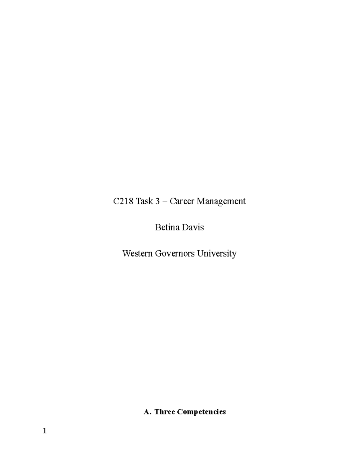 C218 Task 3: Career Management Competencies in MBA at WGU - Studocu