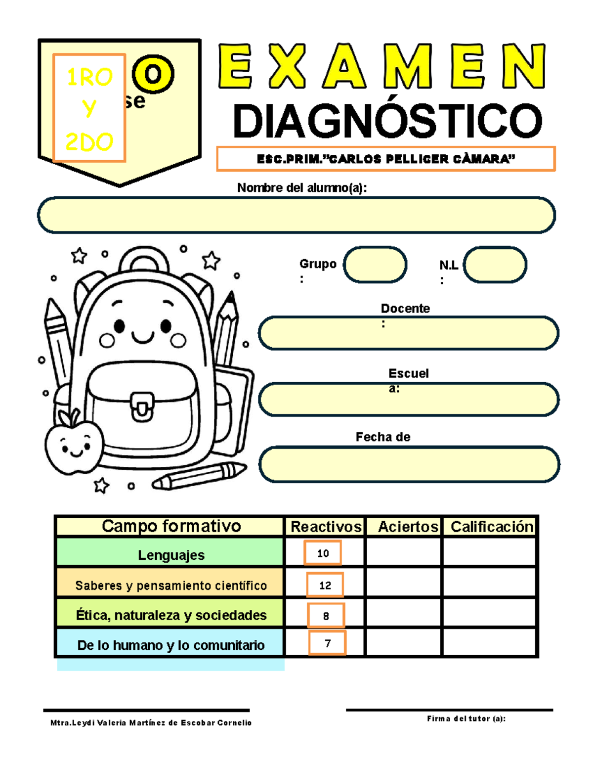 1RO YFase 3 2DO DIAGNÓSTICO 2025-2026 - Examen Profe Diaz - Studocu