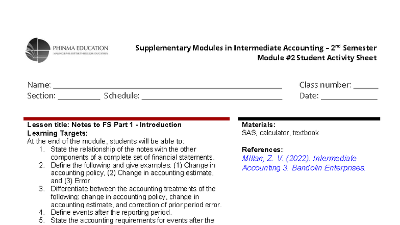 PHI-002 ENG-188 Module 2 SAS: Notes to Financial Statements Part 1 ...