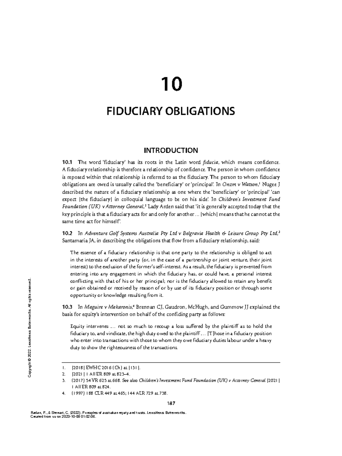 Chapter 10: An In-Depth Analysis of Fiduciary Obligations in Law - Studocu