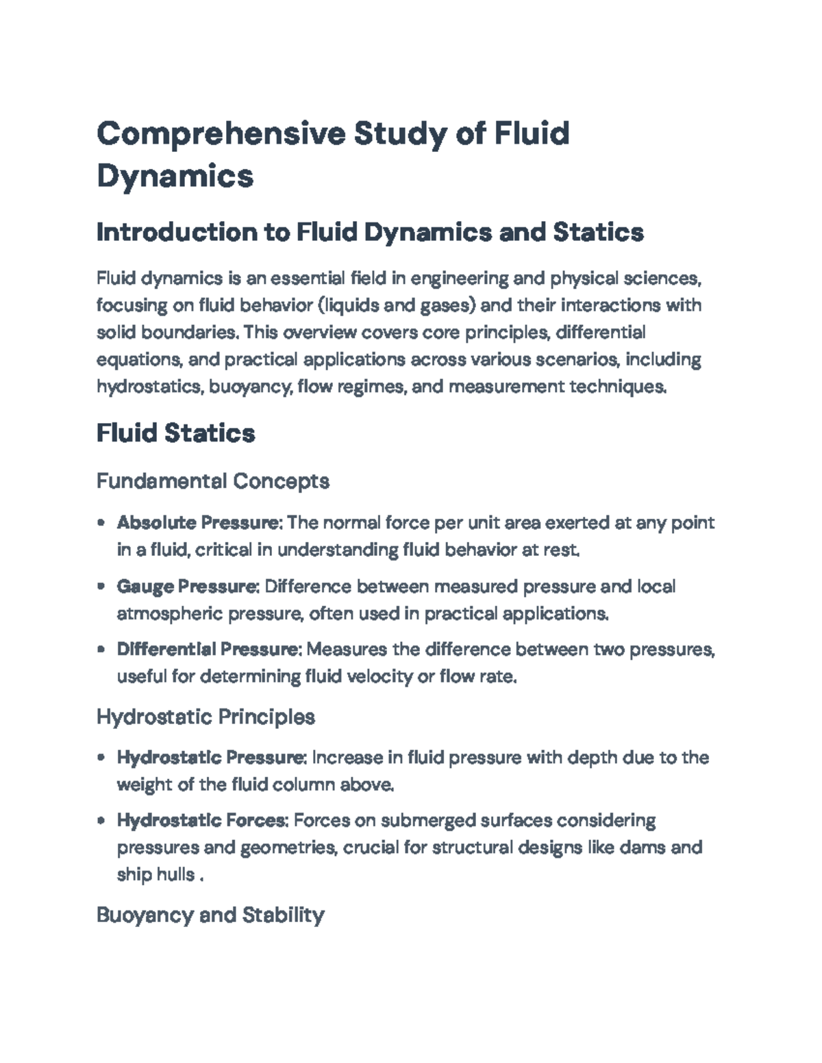 Fluid Dynamics and Statics Overview: Principles & Applications Review ...