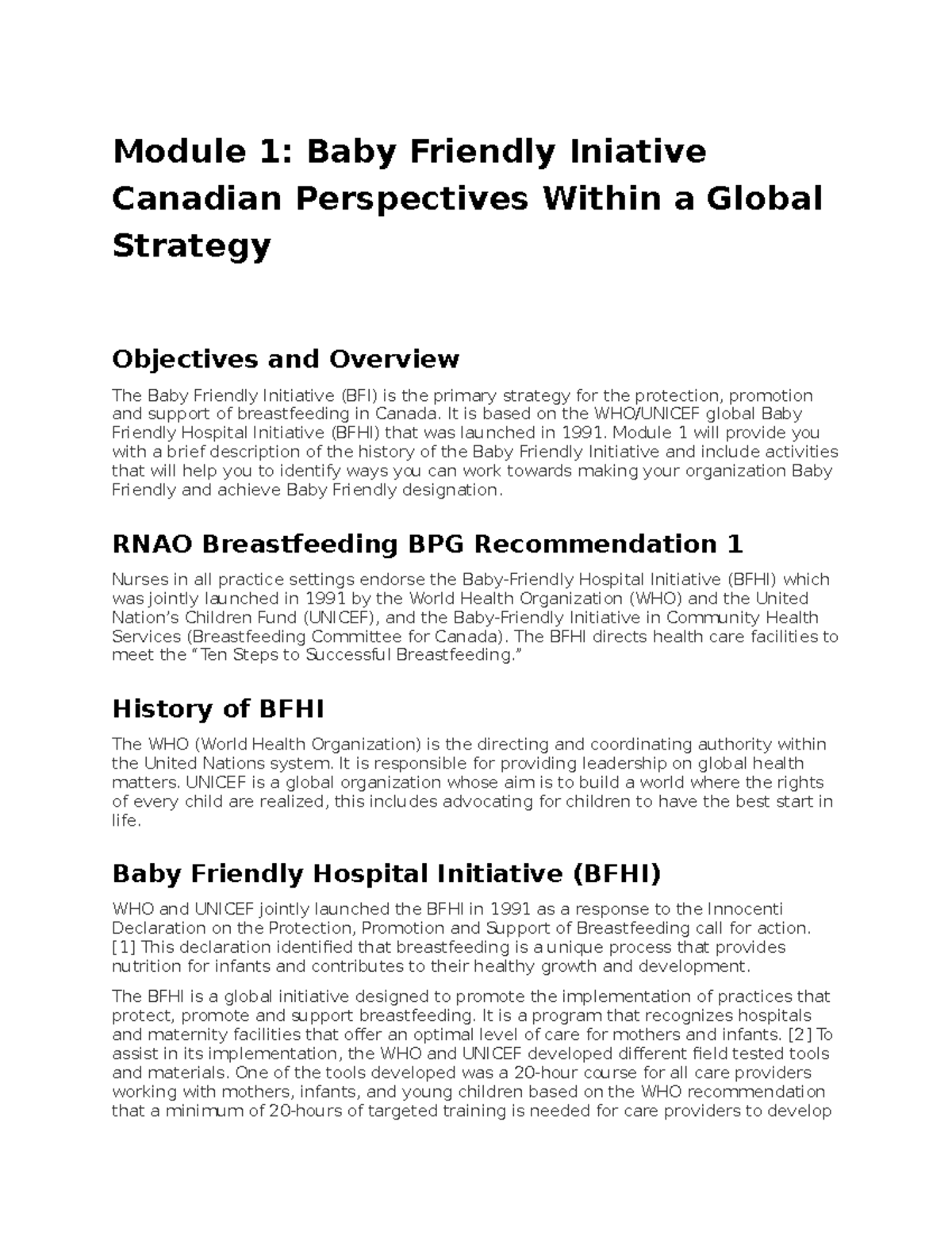 RNAO BPG: Comprehensive Guide to Baby-Friendly Initiative ...