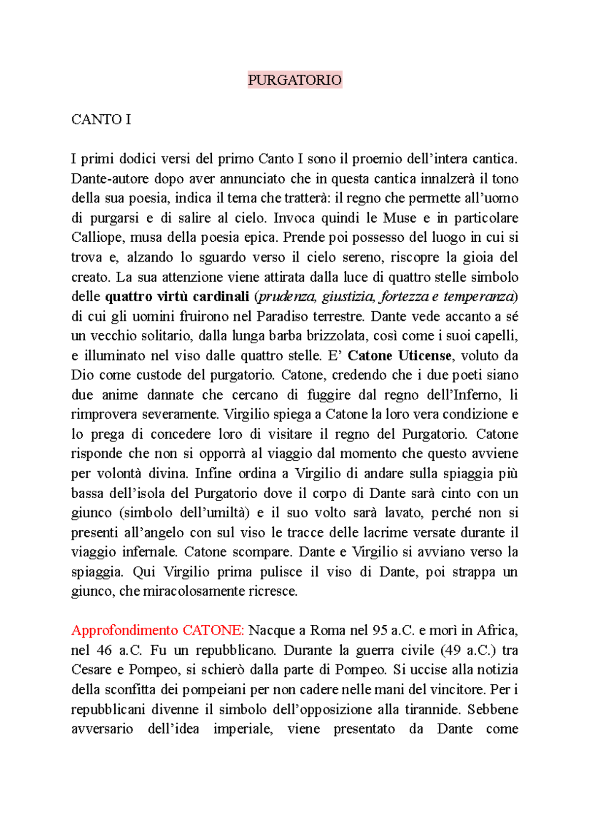 Purgatorio canto 1/3/6 - PURGATORIO CANTO I I primi dodici versi del ...