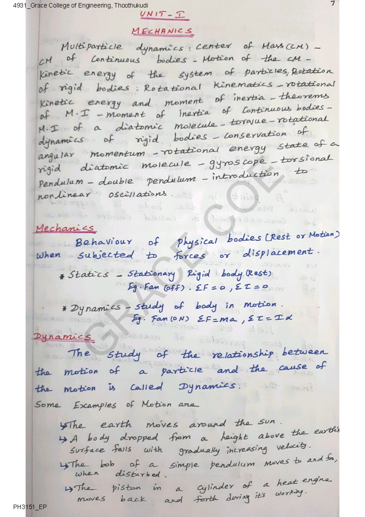 Engineering Physics Unit 1 Notes - I H&S PH3151 - Studocu