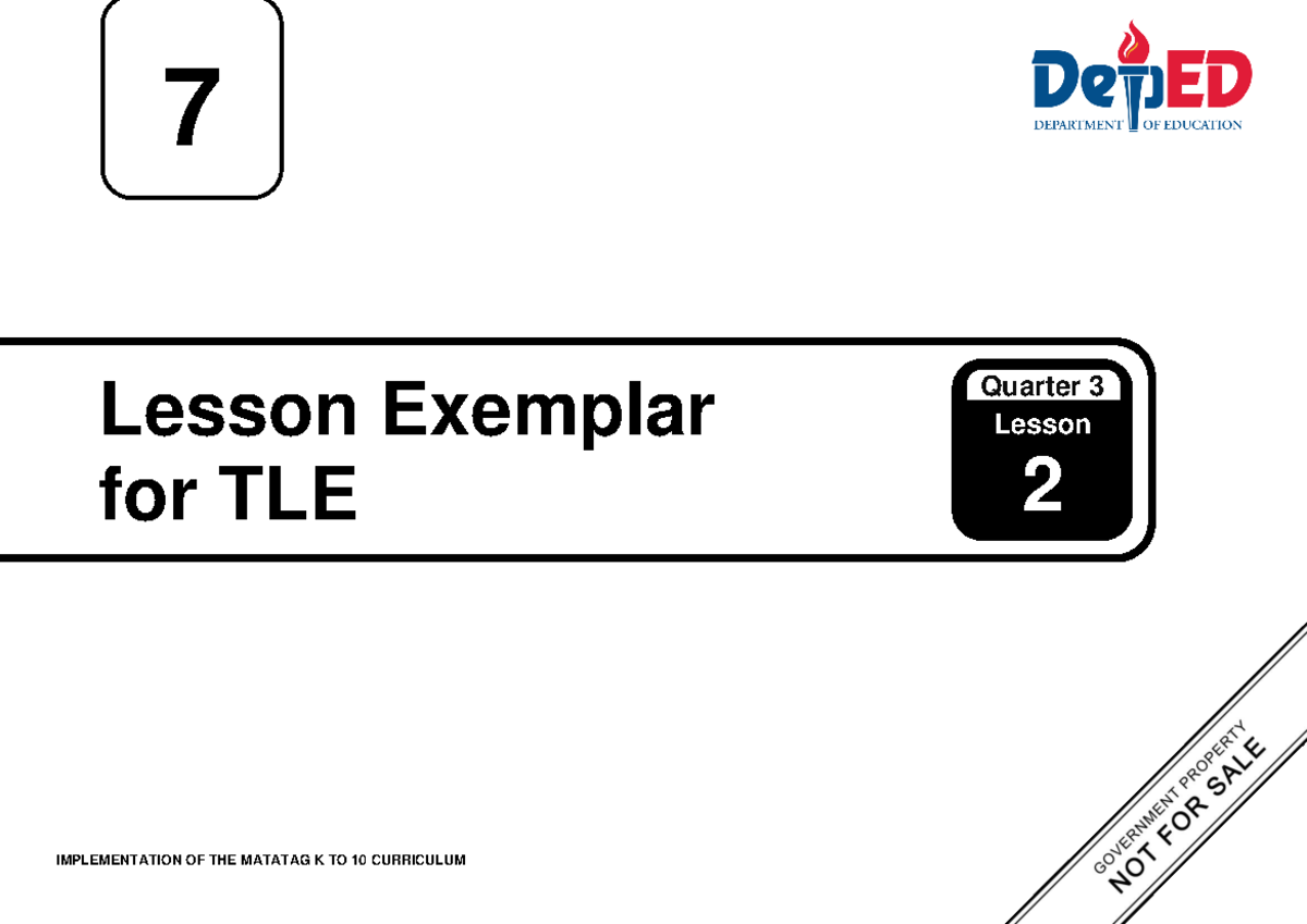 Q3 TLE 7 Lesson 2 Exemplar: Implementing the MATATAG Curriculum - Studocu