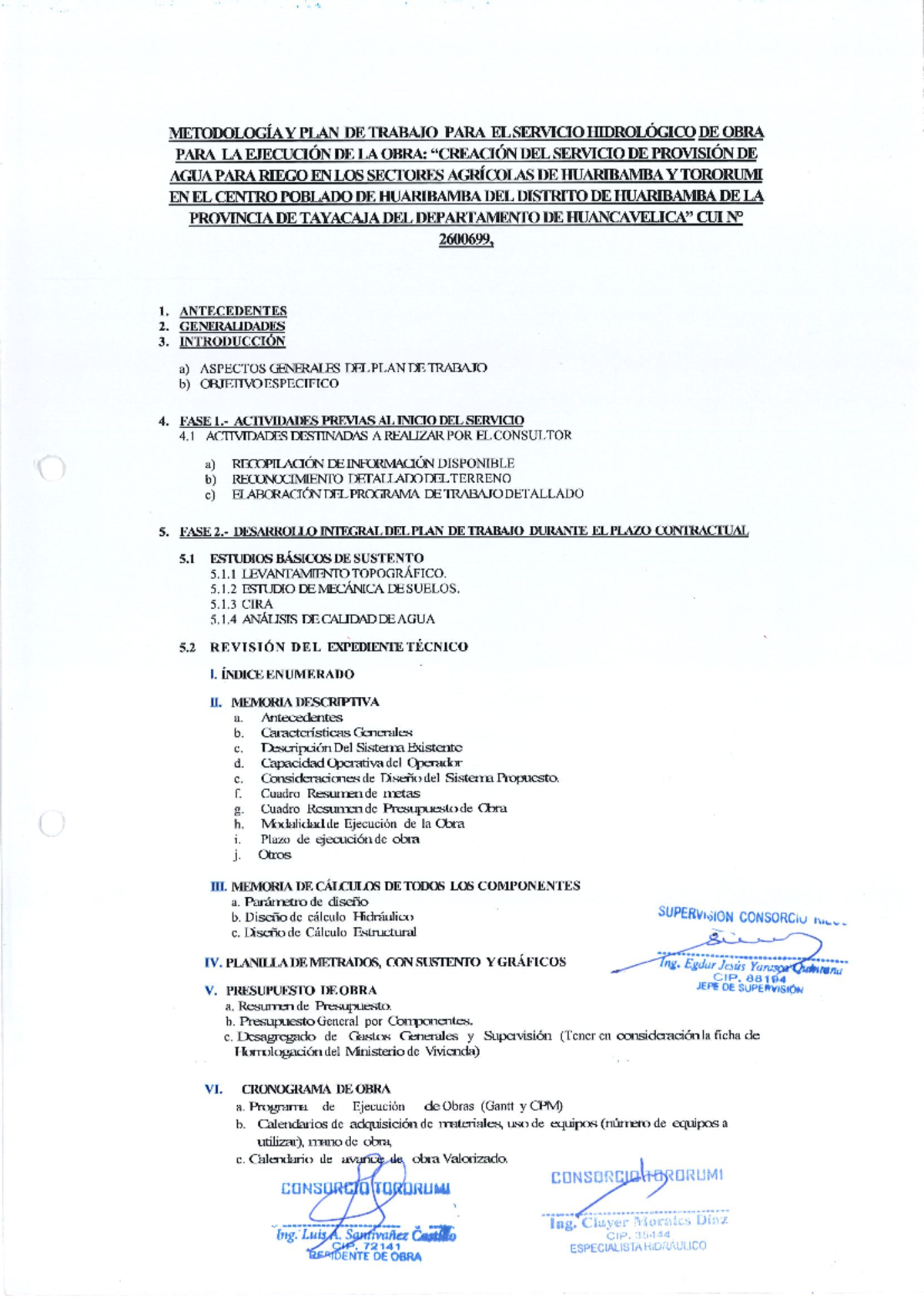 PLAN DE TRABAJO HIDRÁULICO PARA PROVISIÓN DE AGUA EN HUARIBAMBA 2600699 ...