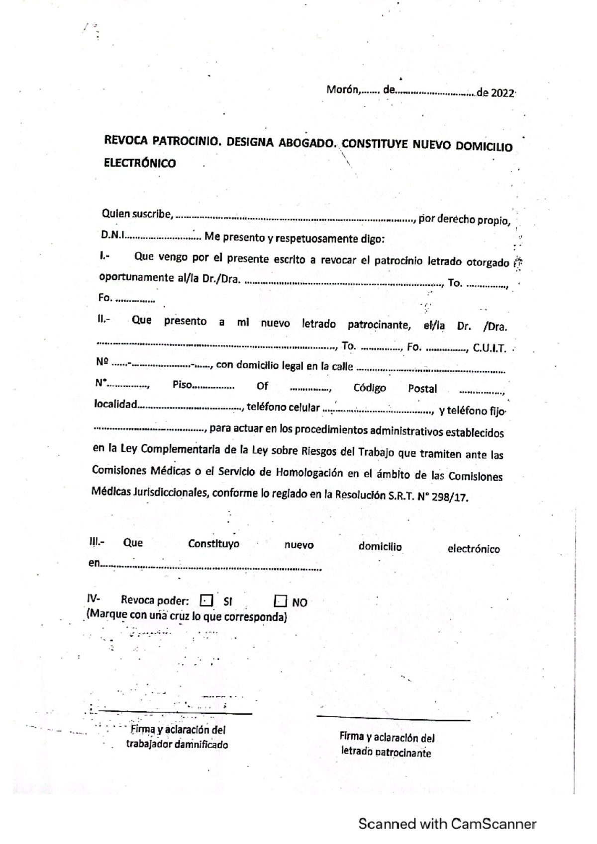 Revoca Patrocinio y Designación de Nuevo Abogado en Morón 2022 - Studocu