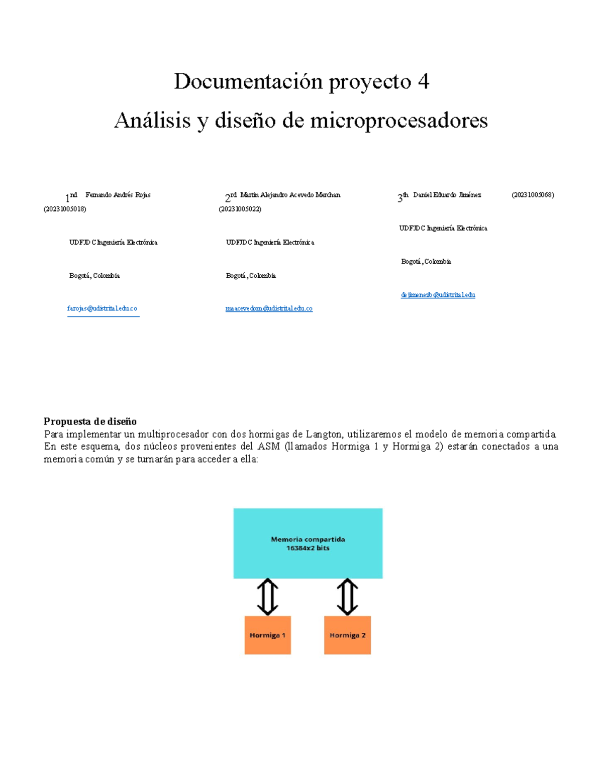 Proyecto 4: Análisis y Diseño de Microprocesadores UDFJDC - Studocu