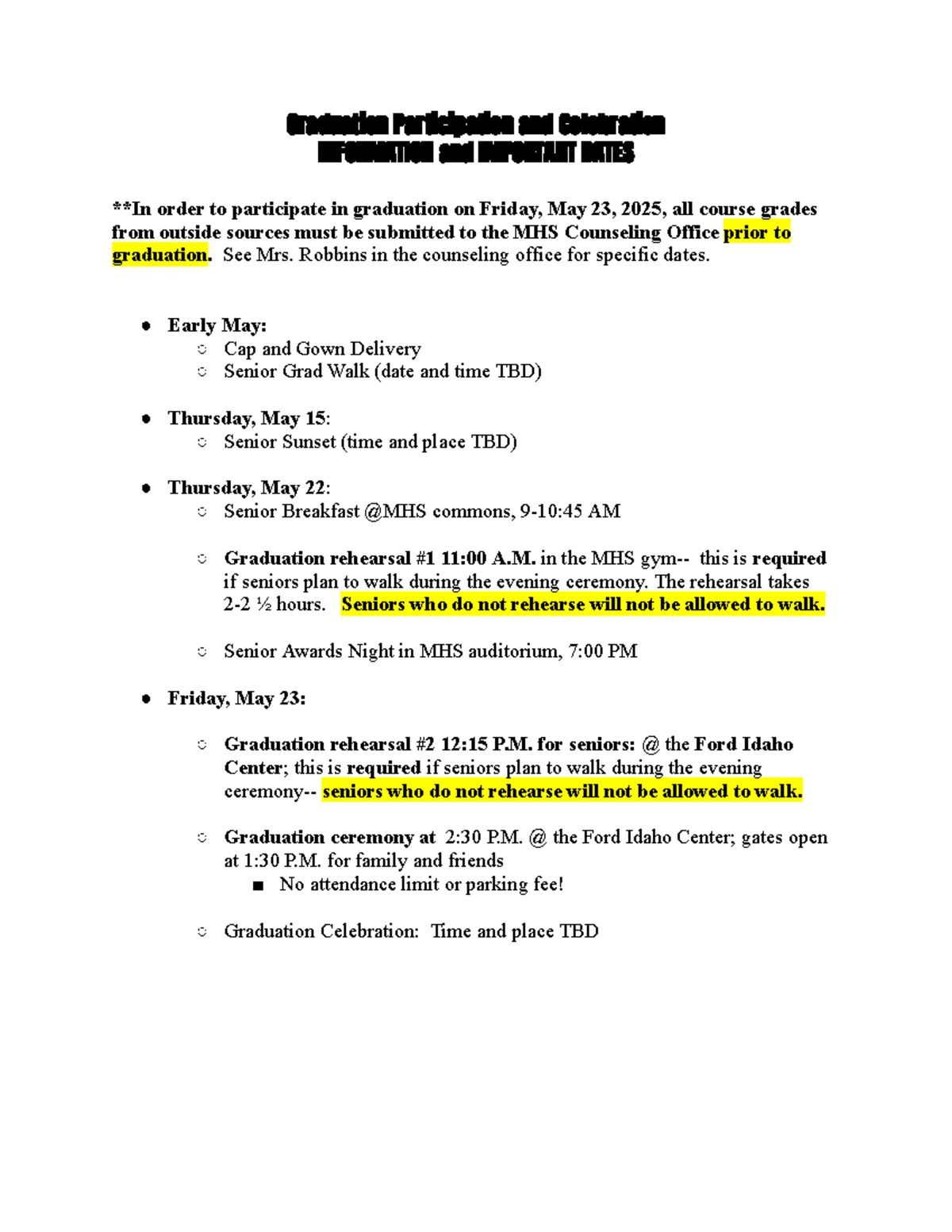 Graduation Participation & Celebration Info 2025 - Studocu