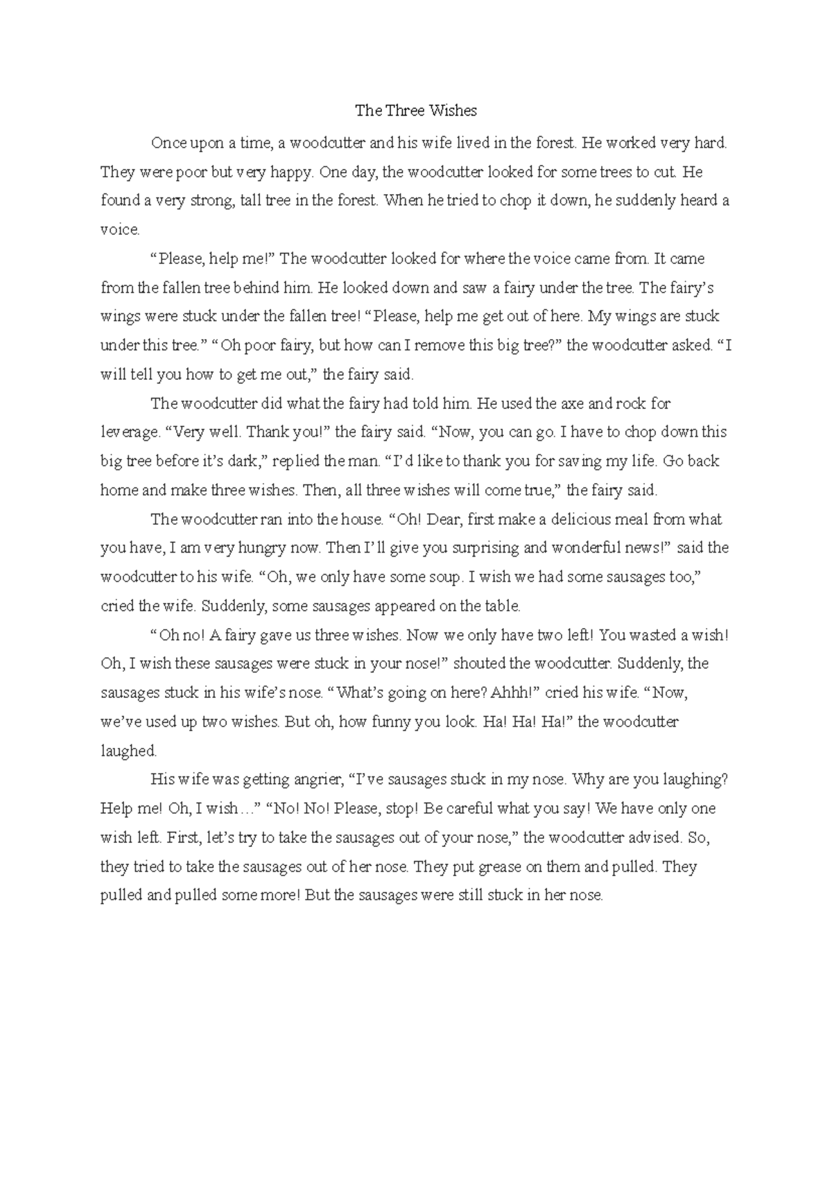 Analysis of "The Three Wishes": A Short Story Breakdown - Studocu