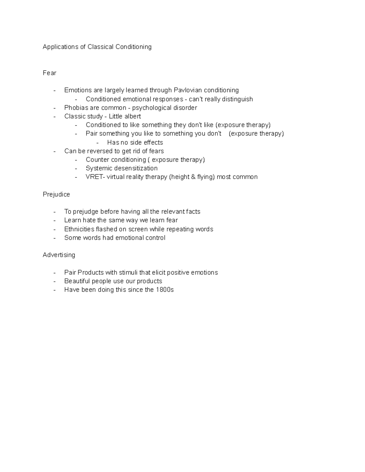Learning Psych #5 - Applications of Classical Conditioning Fear ...