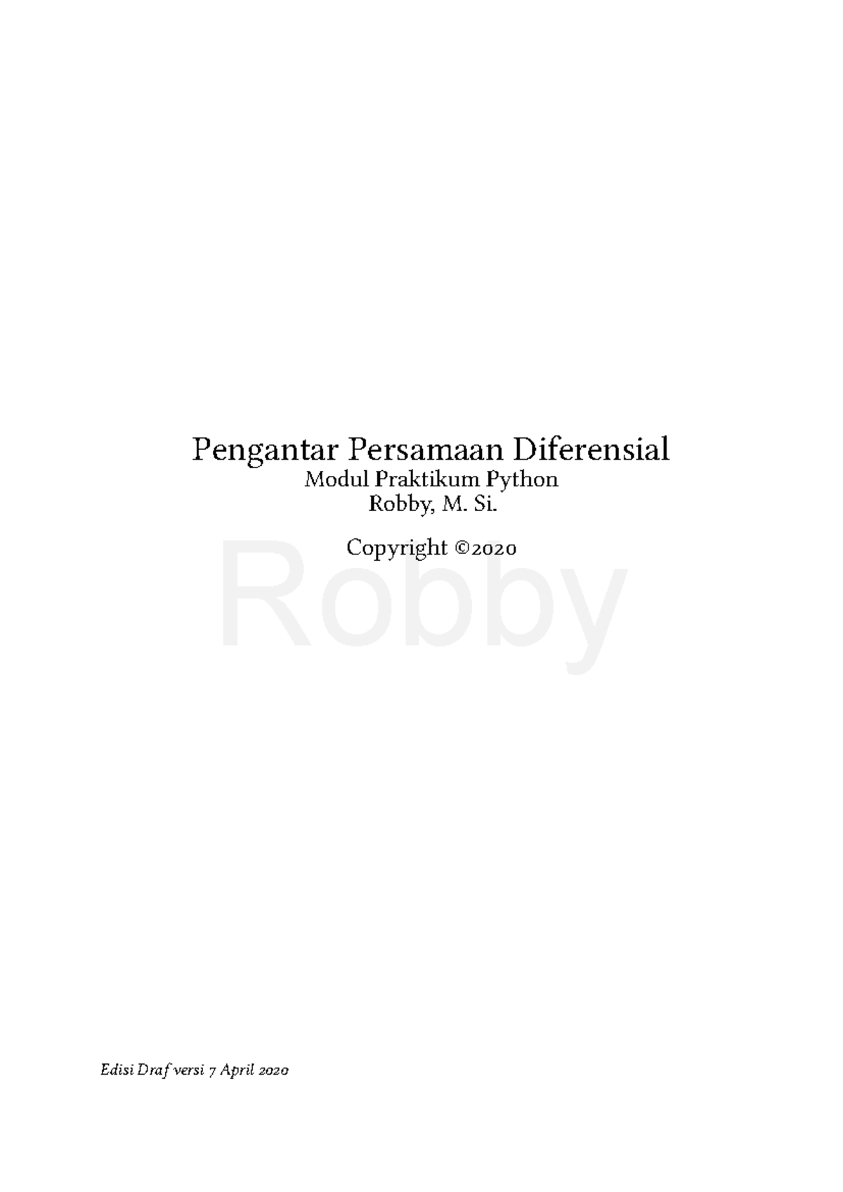 Modul PPD 2020: Praktikum Python dalam Persamaan Diferensial - Studocu