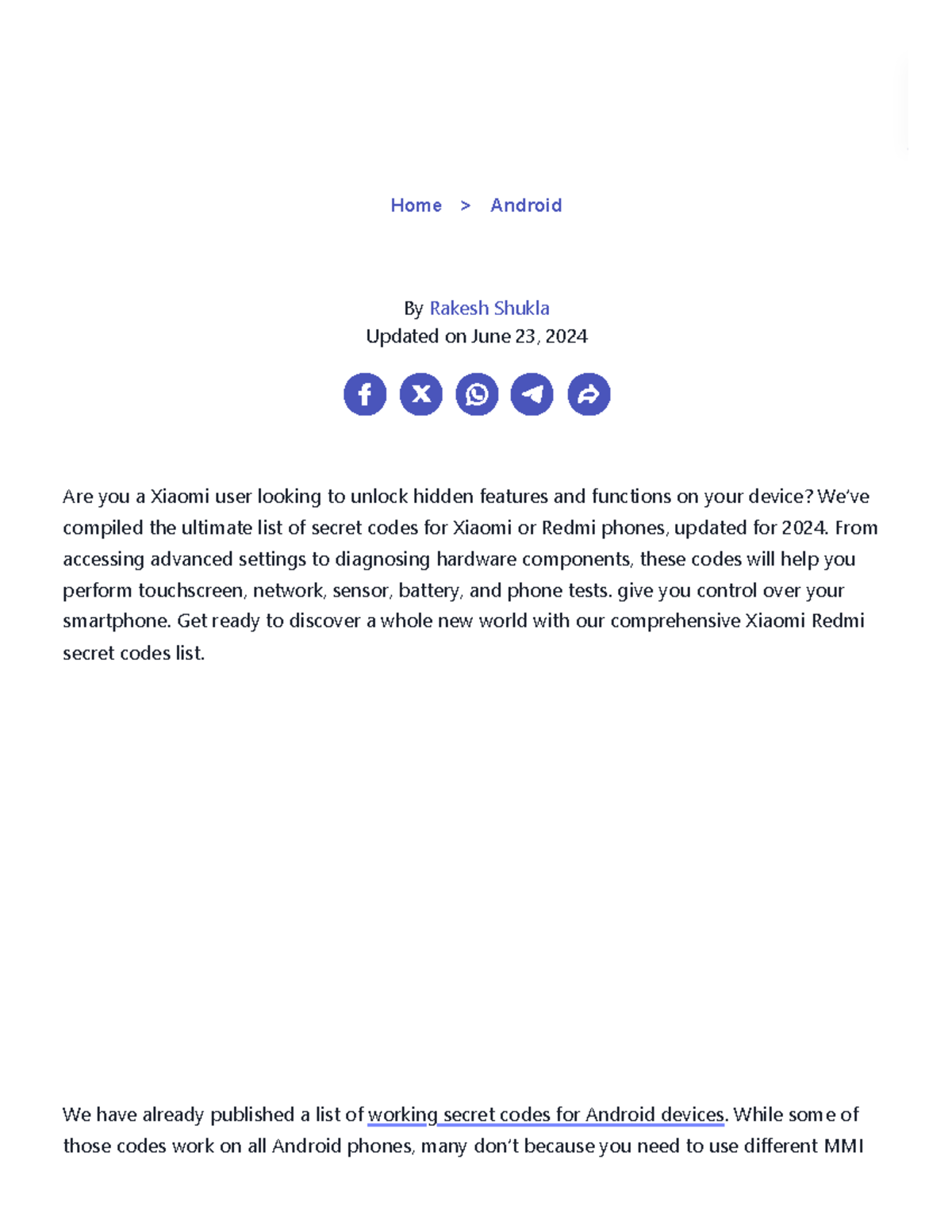 Comprehensive List of Xiaomi Redmi Secret Codes (2024) - Studocu
