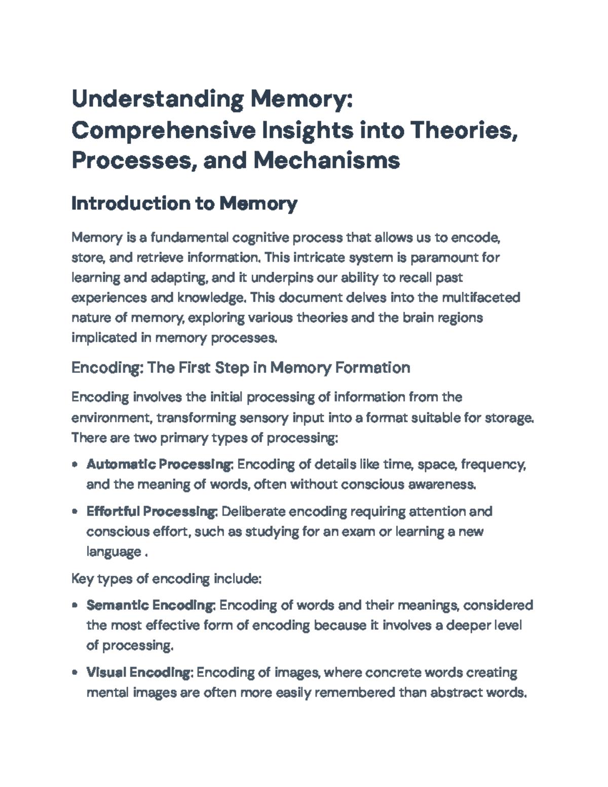 Memory Processes: Theories, Encoding, Storage & Retrieval Insights ...