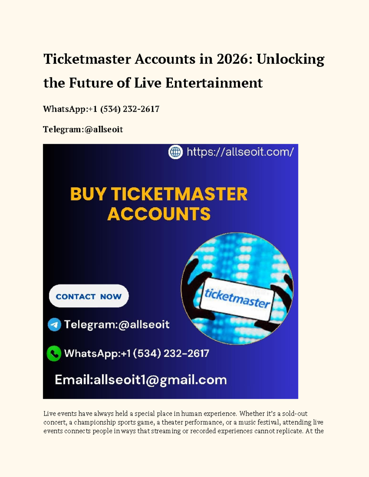 Ticketmaster Accounts in 2026: A Guide to Live Entertainment (534 ...