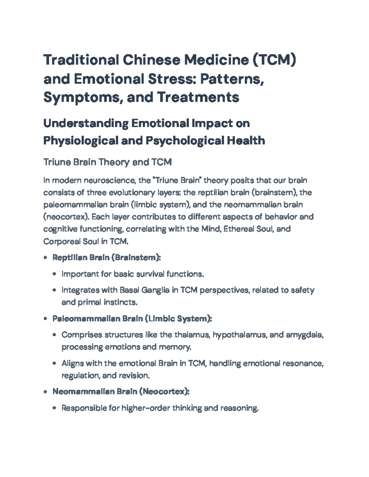 Traditional Chinese Medicine (TCM) & Emotional Stress: Patterns and ...