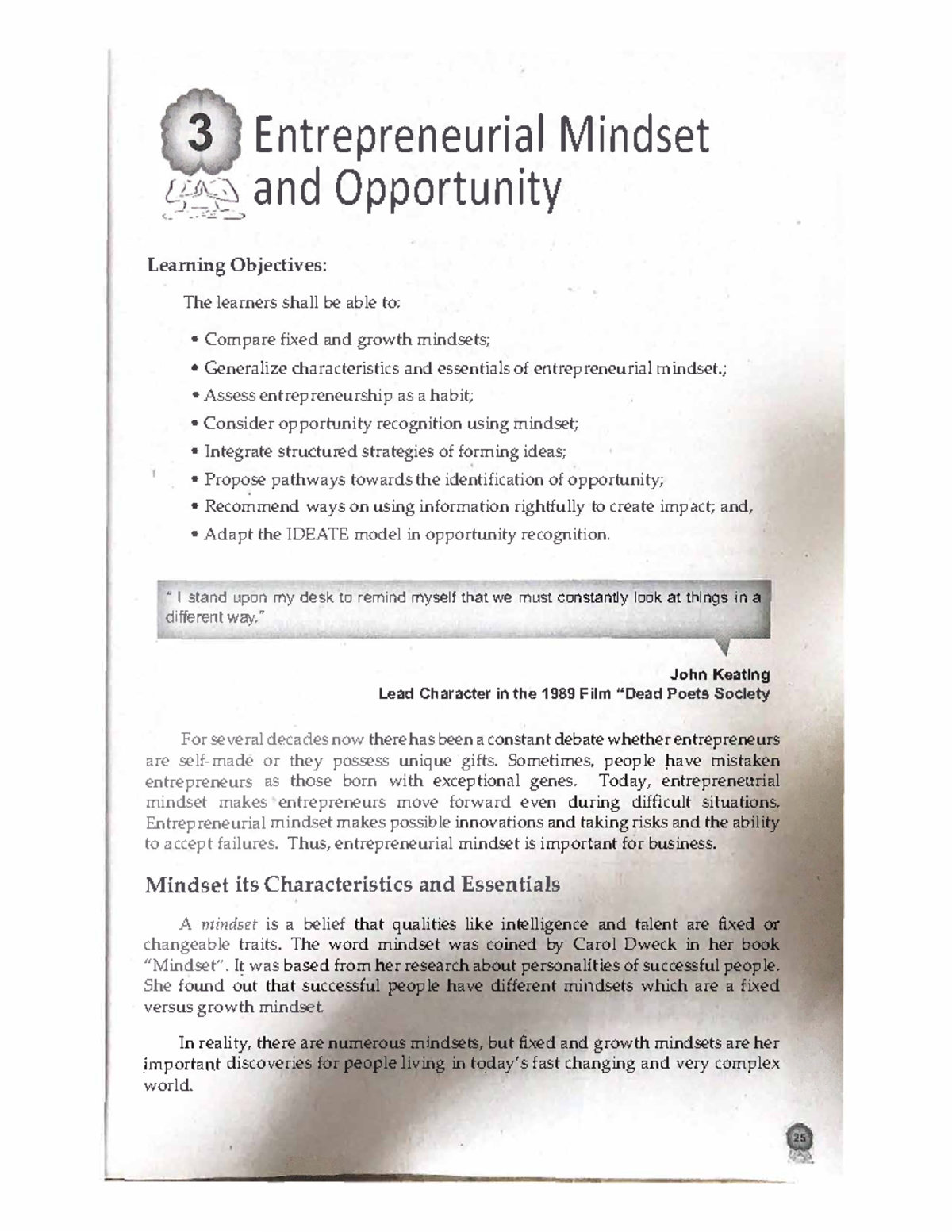Lesson 3 Handouts: Entrepreneurial Mindset & Opportunity Recognition ...