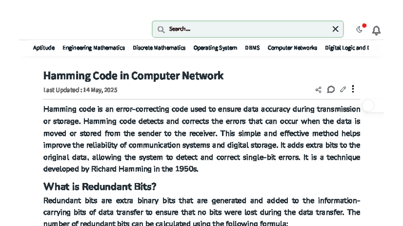 Hamming Code and Error Detection in Computer Networks - CS 101 - Studocu