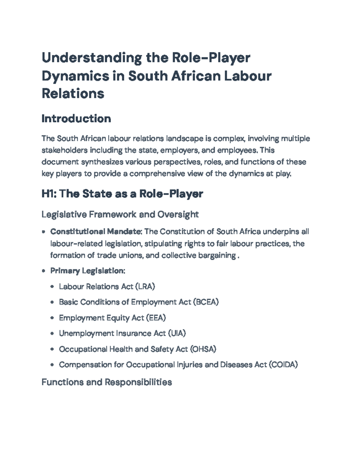 Dynamics of Key Role-Players in SA Labour Relations: An Insightful ...