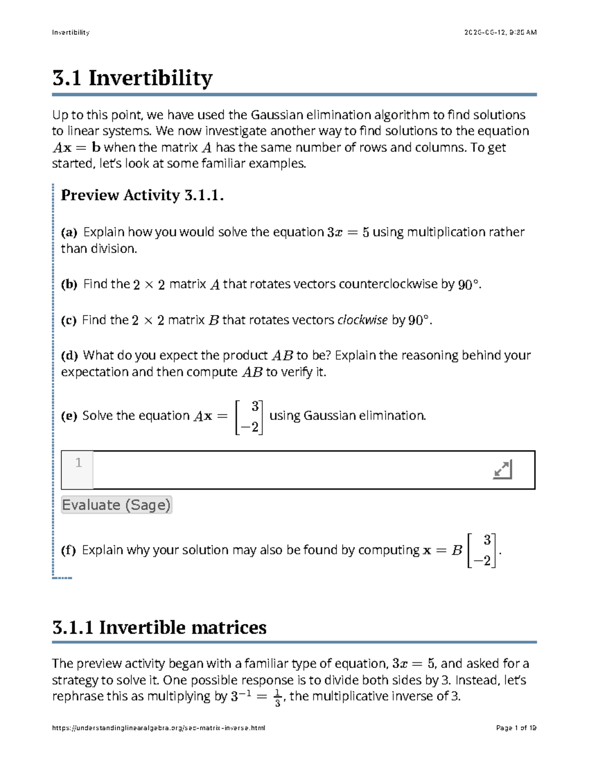 Invertibility in Linear Algebra: Key Concepts and Examples (Course Code ...