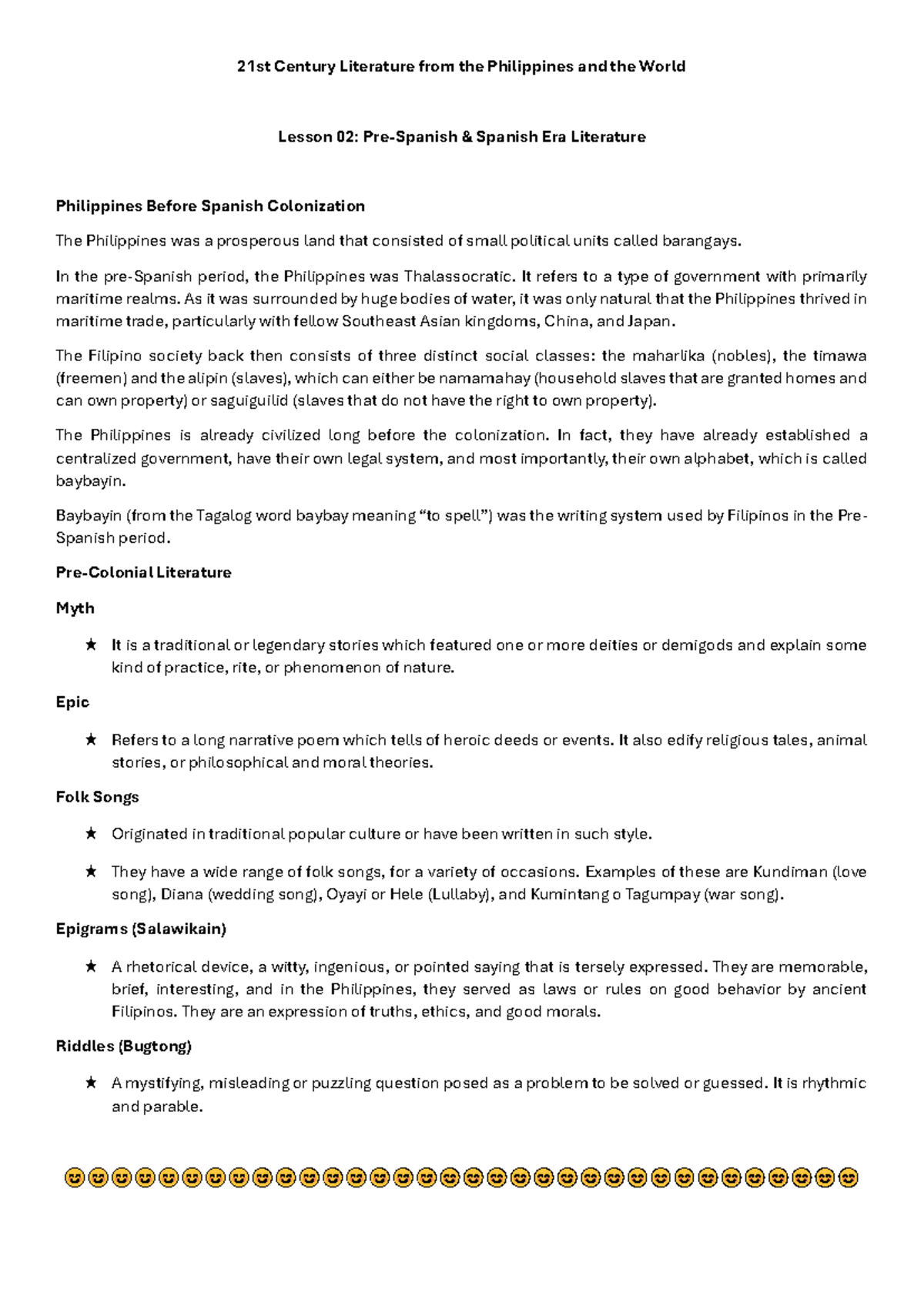 ENGL2121 Lesson 02: Overview of Spanish Era Literature in the ...