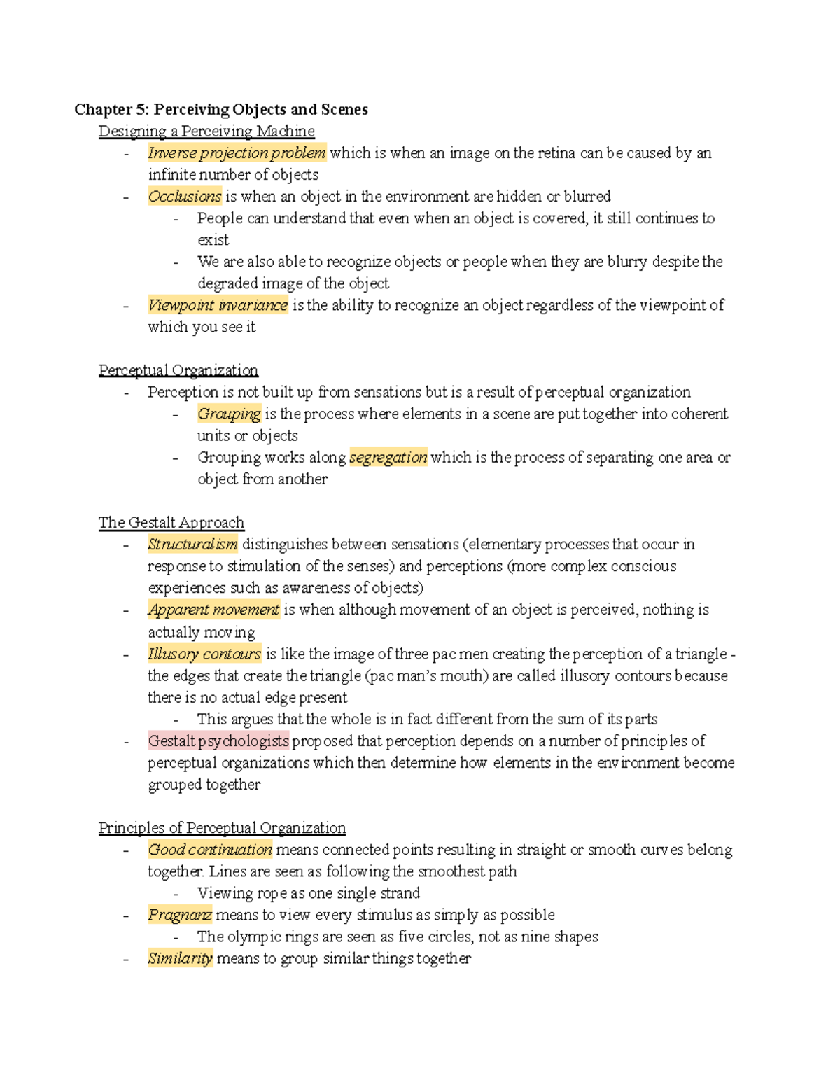 Perception Test 2 - Midterm 2 Study Notes on Object and Scene ...