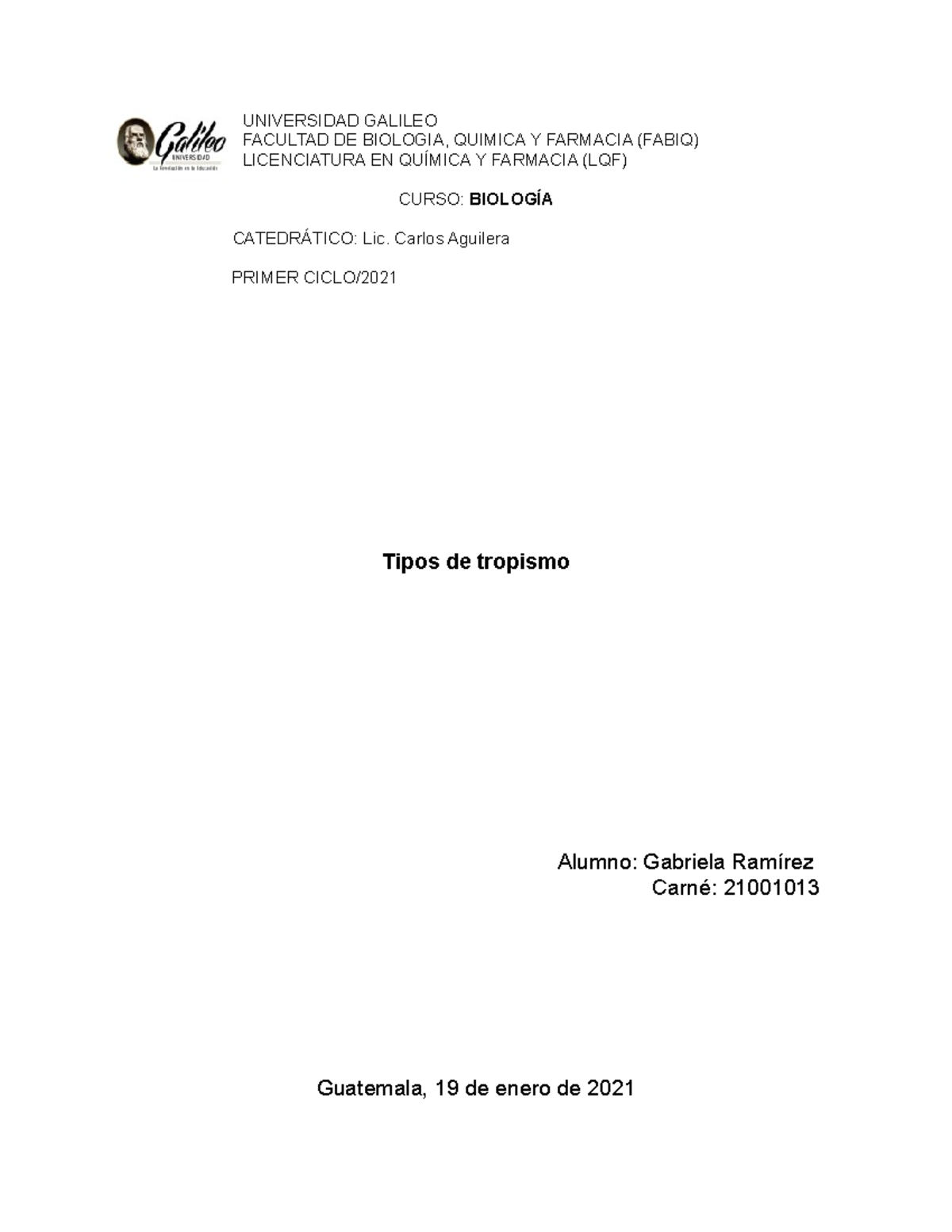 Tipos de Tropismo en Biología - LQF - Studocu