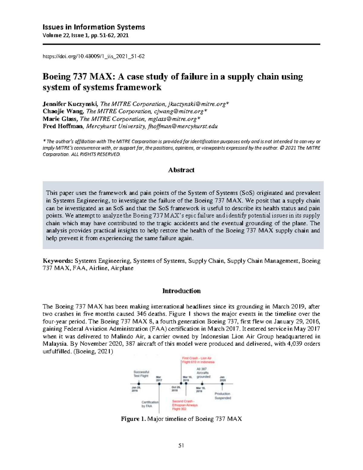 Boeing 737 MAX: Analyzing Supply Chain Failures through SoS Framework ...