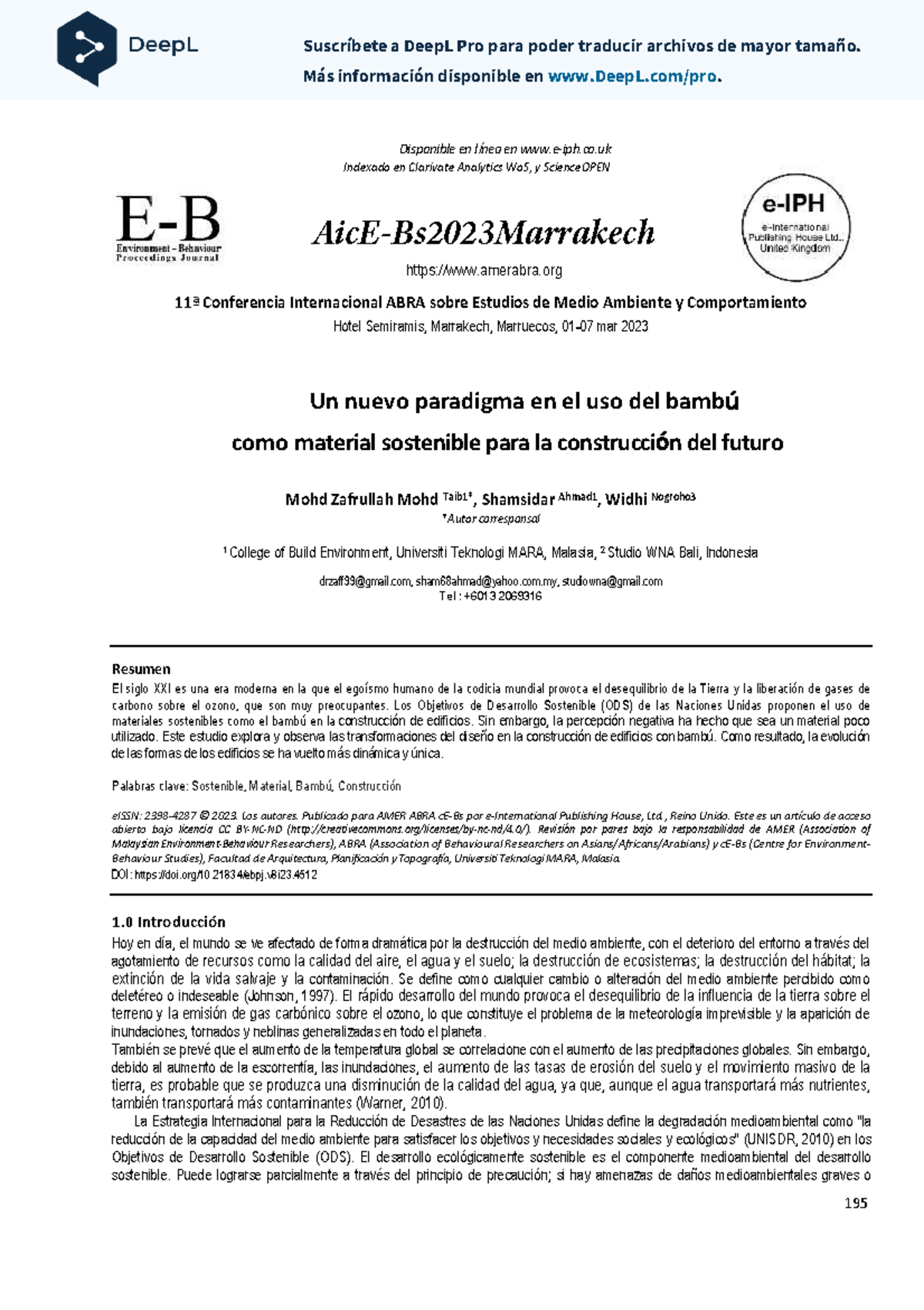 2023 ABRA Conference: New Paradigm in Bamboo for Sustainable ...