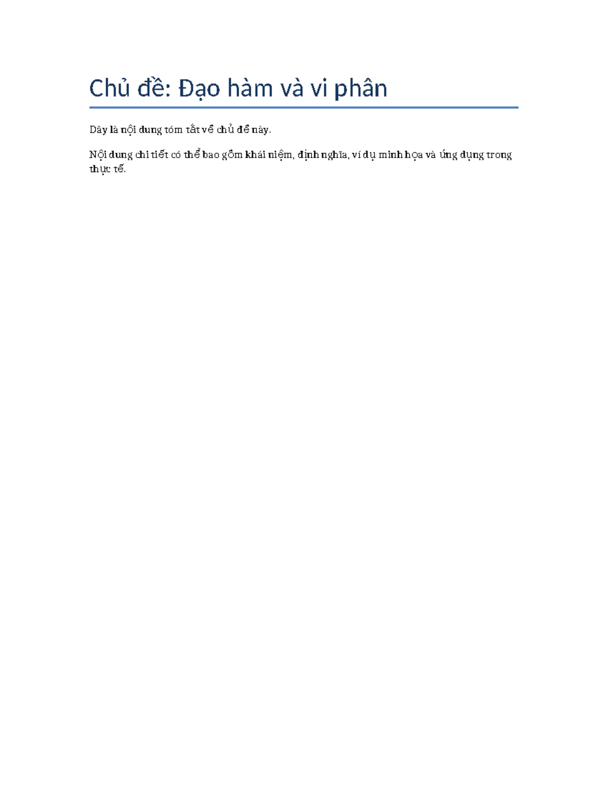 Dao Ham Va Vi Phan - MATH - Kĩ thuật phần mềm - Chủ đề: Đạo hàm và vi ...