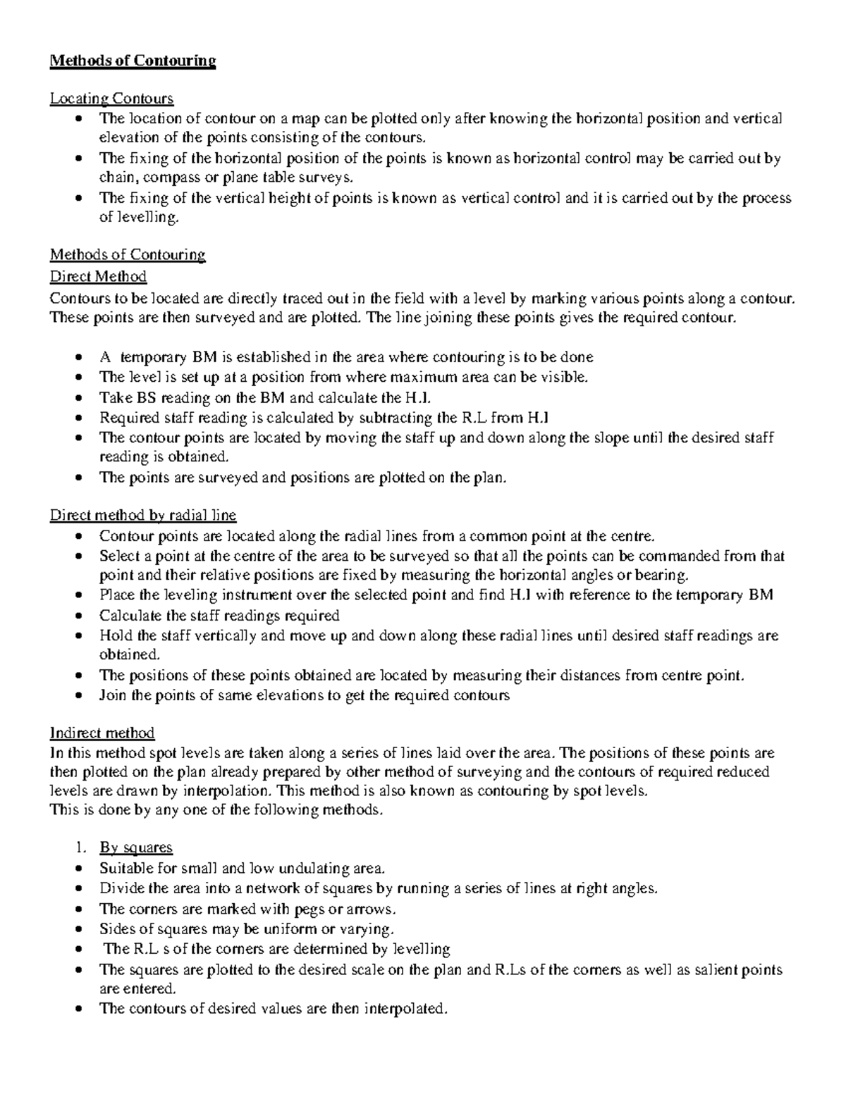 Methods of Contouring - lecture notes - Methods of Contouring Locating ...