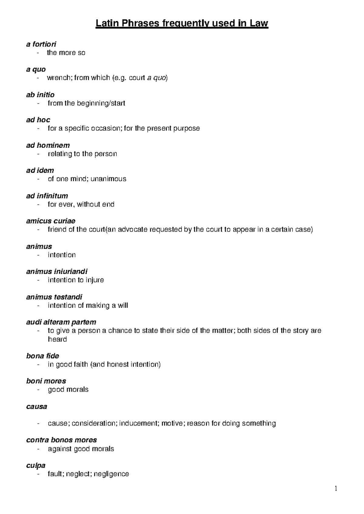 Latin Phrases in Constitutional Law - South Africa Overview - Studocu