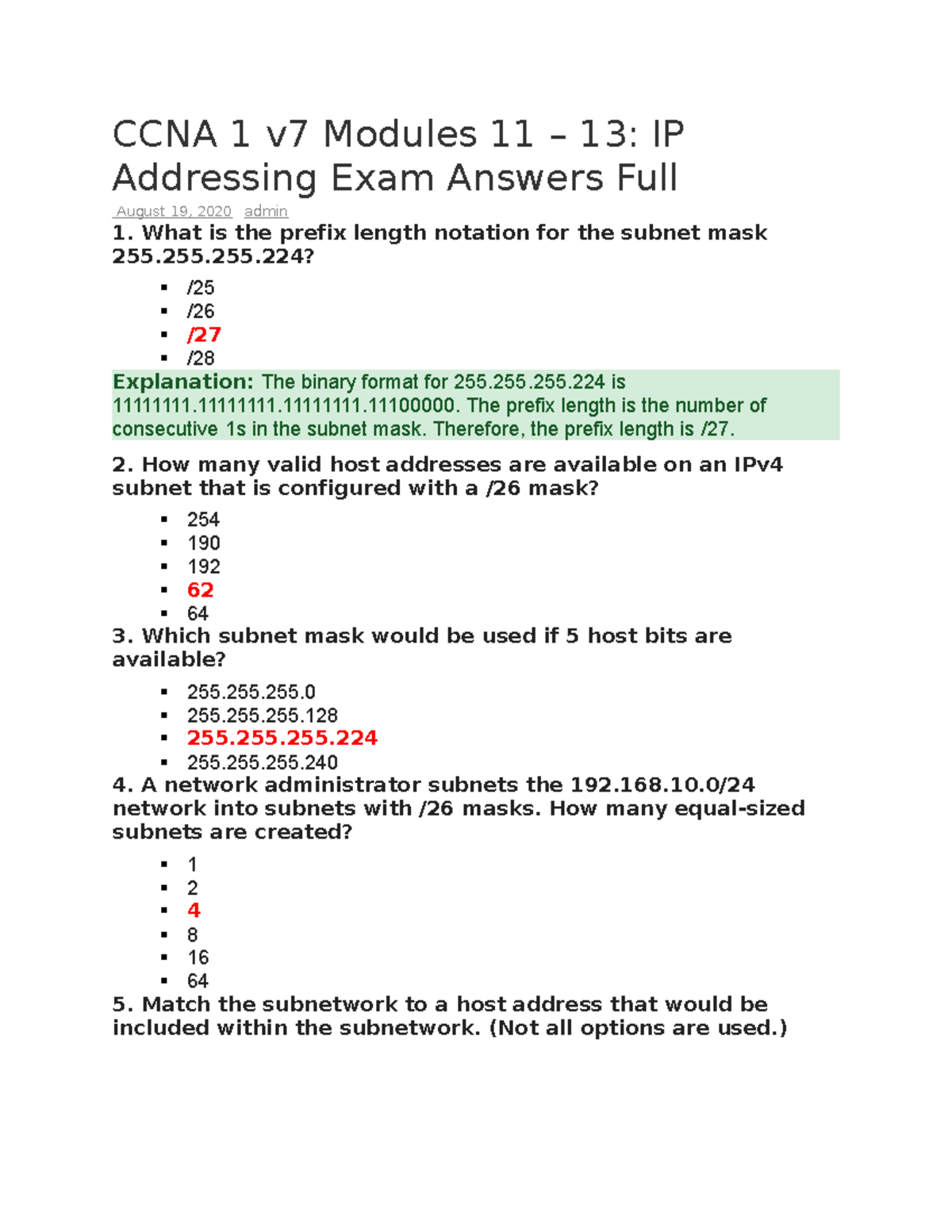 CCNA 1 v7 Modules 11 12 13 14 answers - CCNA 1 v7 Modules 11 – 13: IP ...