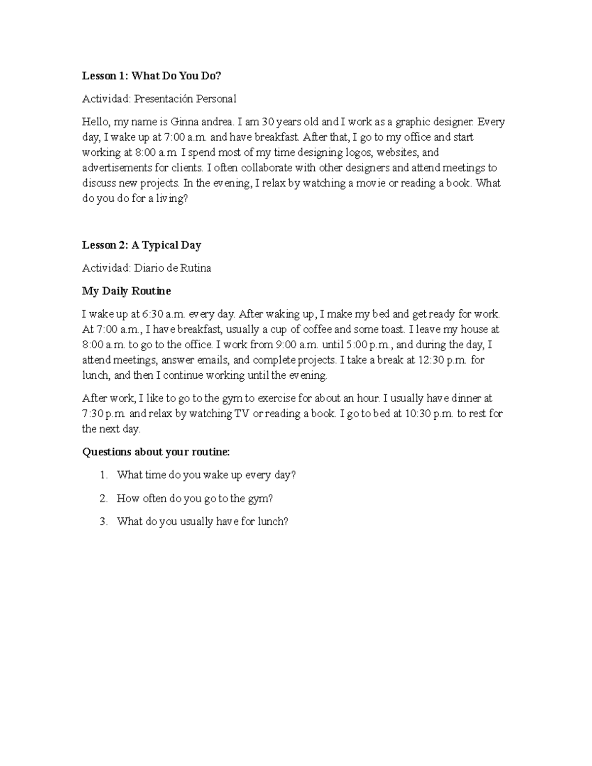Lesson 1-9: Daily Routines and Activities - Spanish Language Practice ...