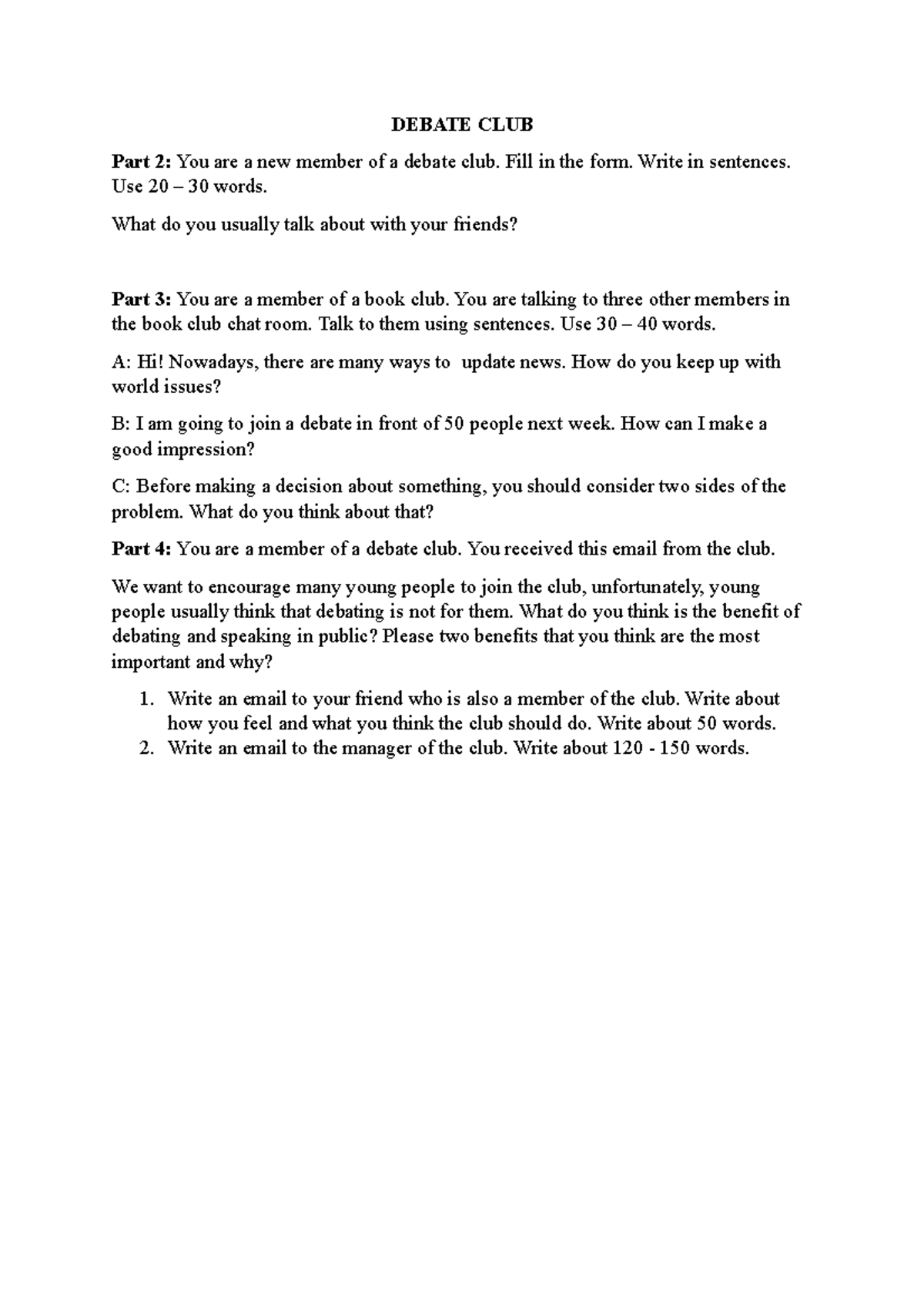 Debate Club Member Engagement Activities and Communication Strategies ...