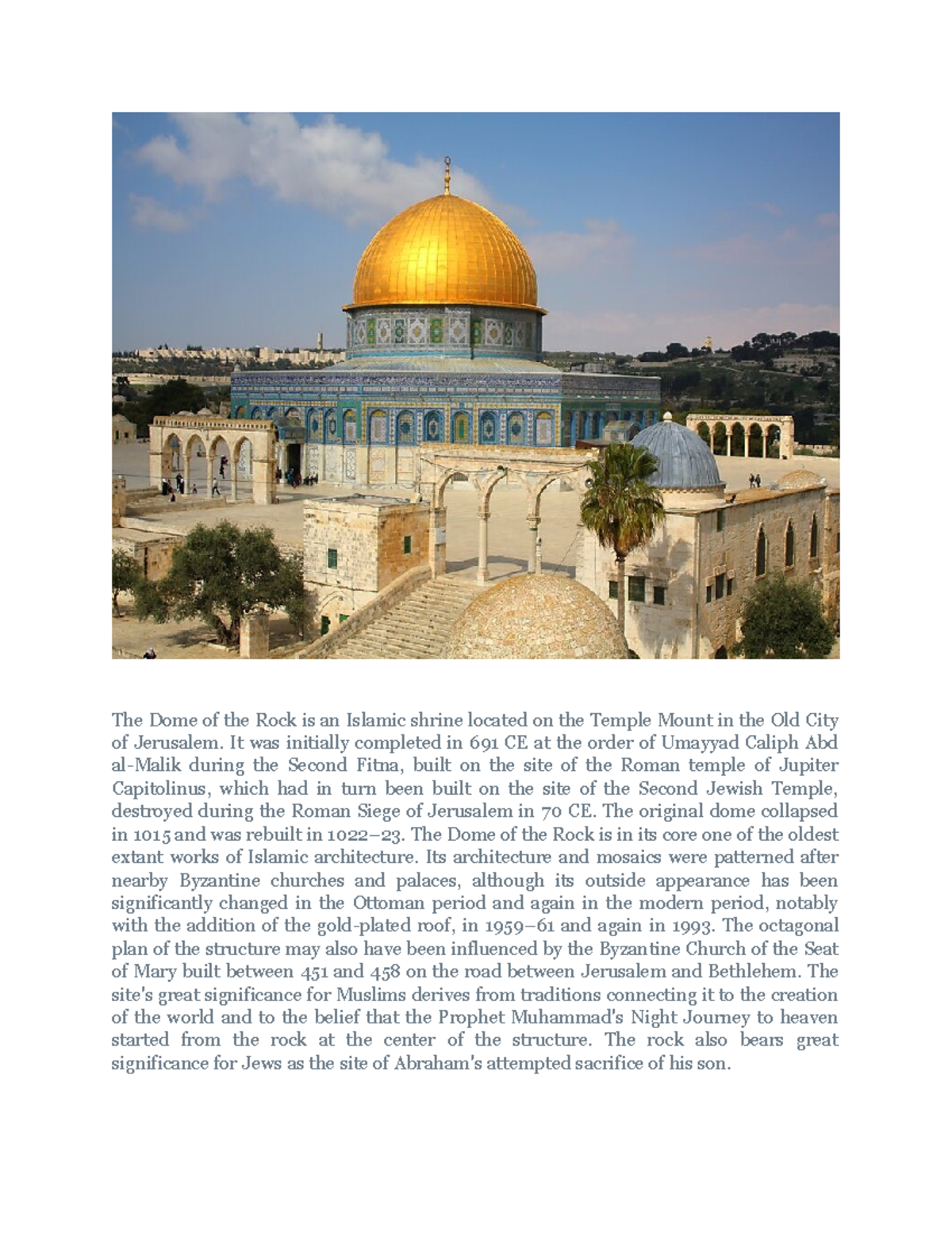 Architectural Structures: The Dome of the Rock Overview - Studocu